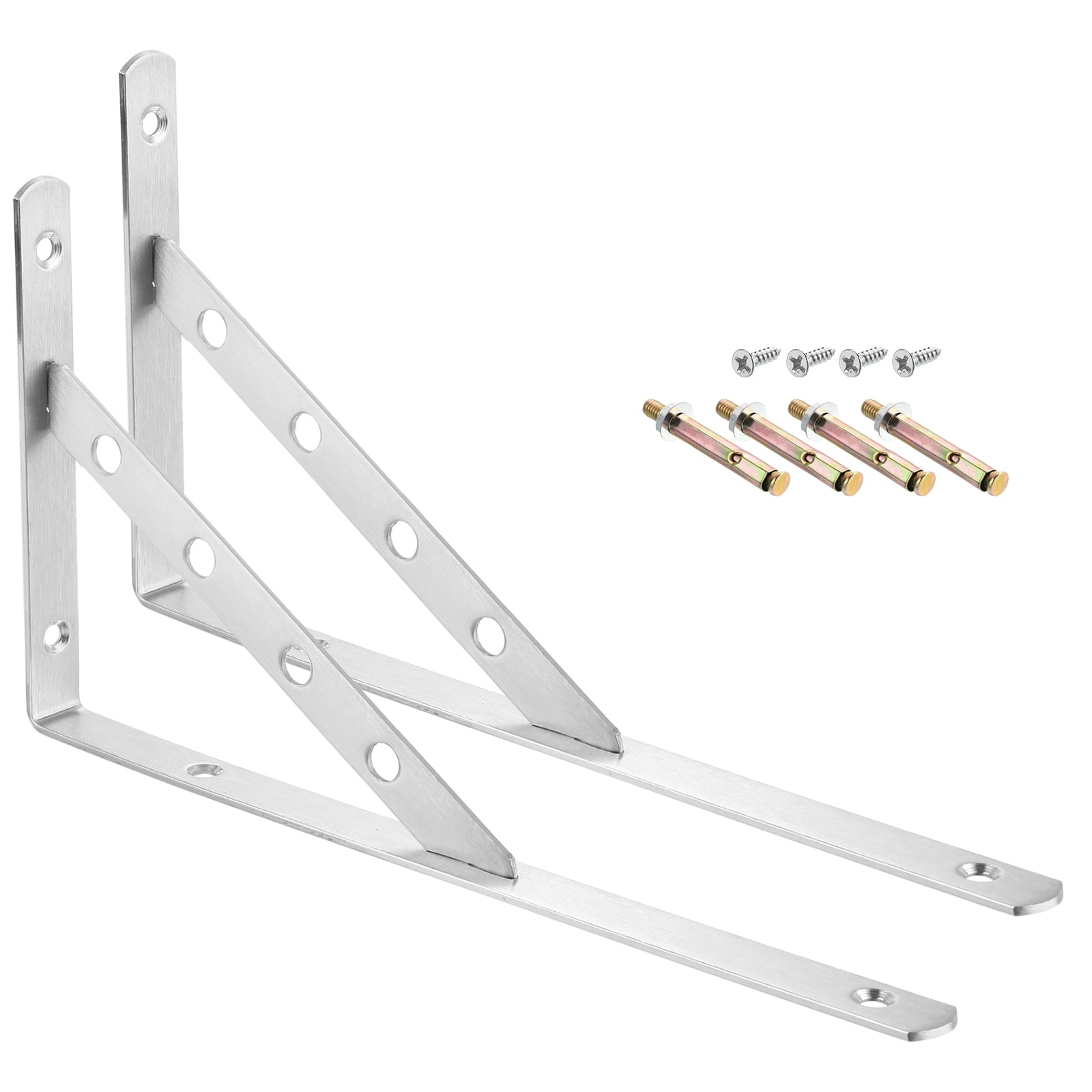 Shelf Brackets, 2 Pack 12" x 0.8" - Stainless Steel Solid Triangle ...