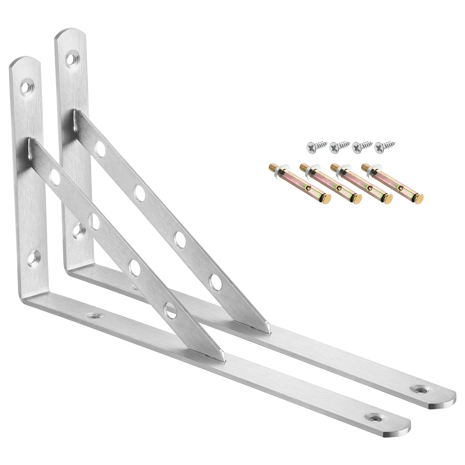 Shelf Brackets, 2 Pack 12" x 1" - Stainless Steel Solid Triangle ...