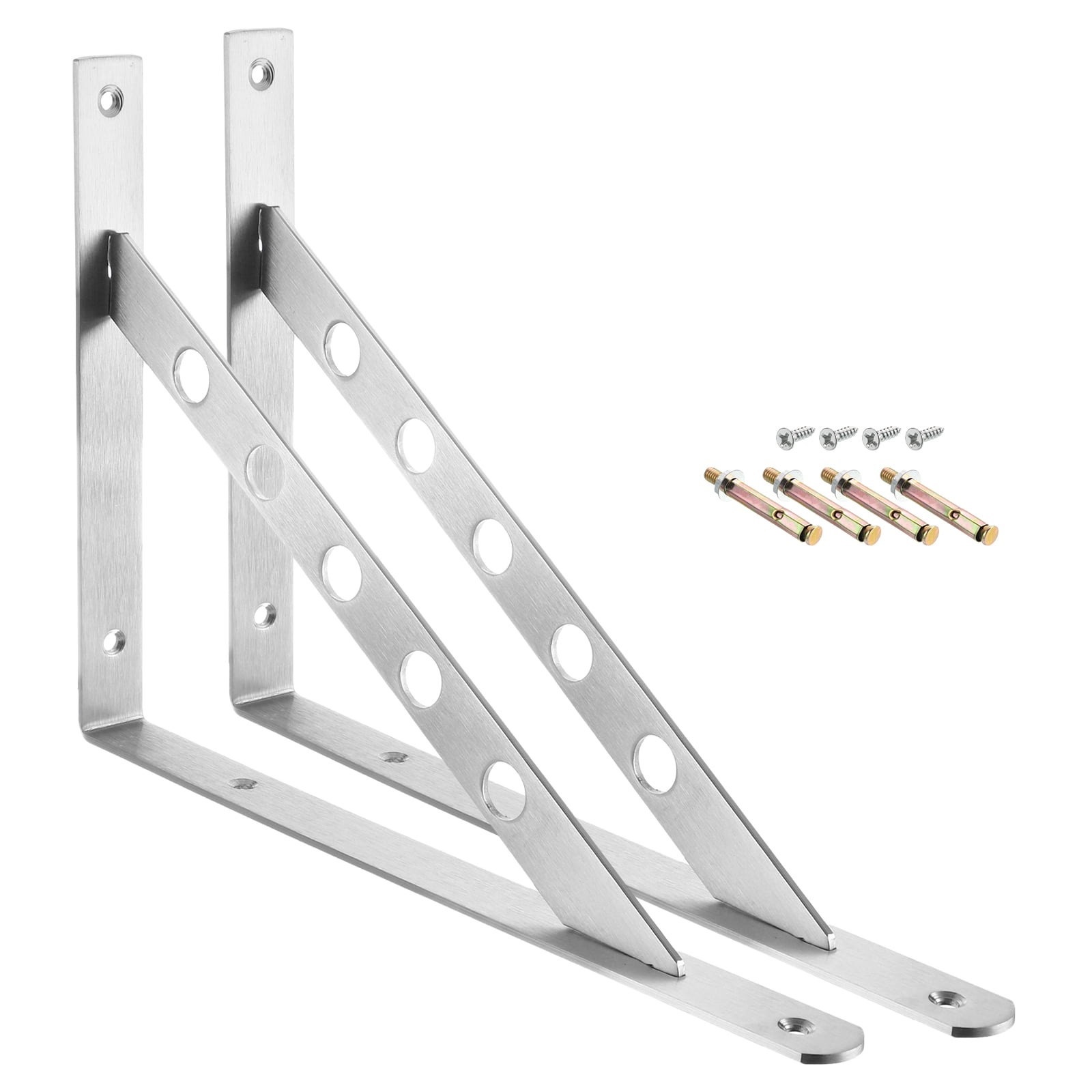 Shelf Brackets, 2 Pack 14" x 1.2" - Stainless Steel Solid Triangle ...