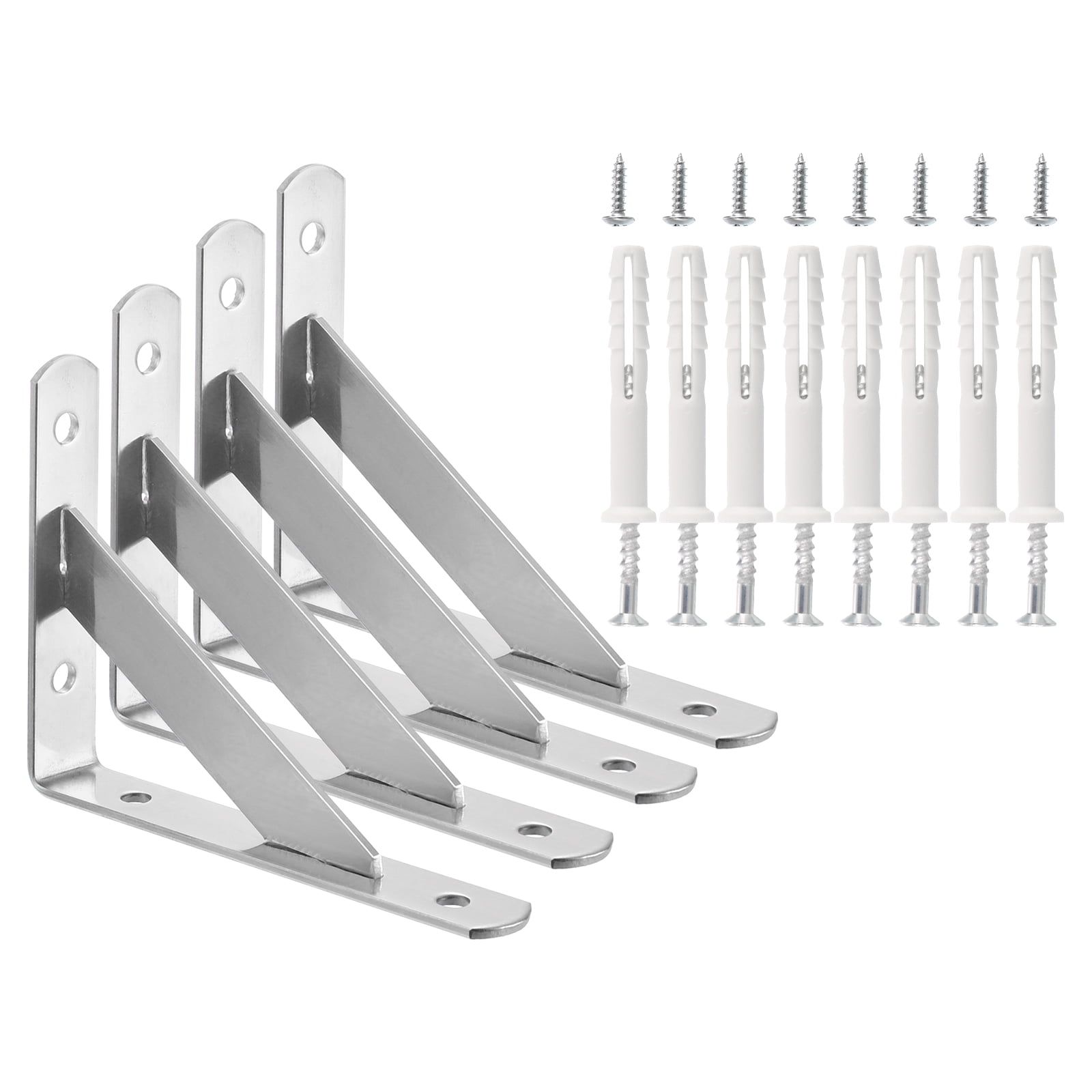 Shelf Brackets, 4 Pack 4" x 0.7" - Stainless Steel Solid Triangle ...