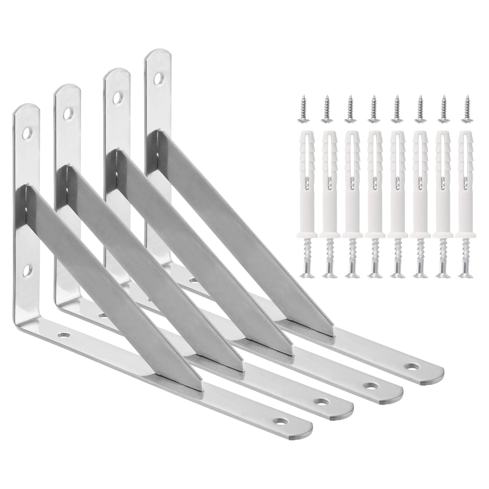 Shelf Brackets, 4 Pack 6" x 0.7" - Stainless Steel Solid Triangle ...