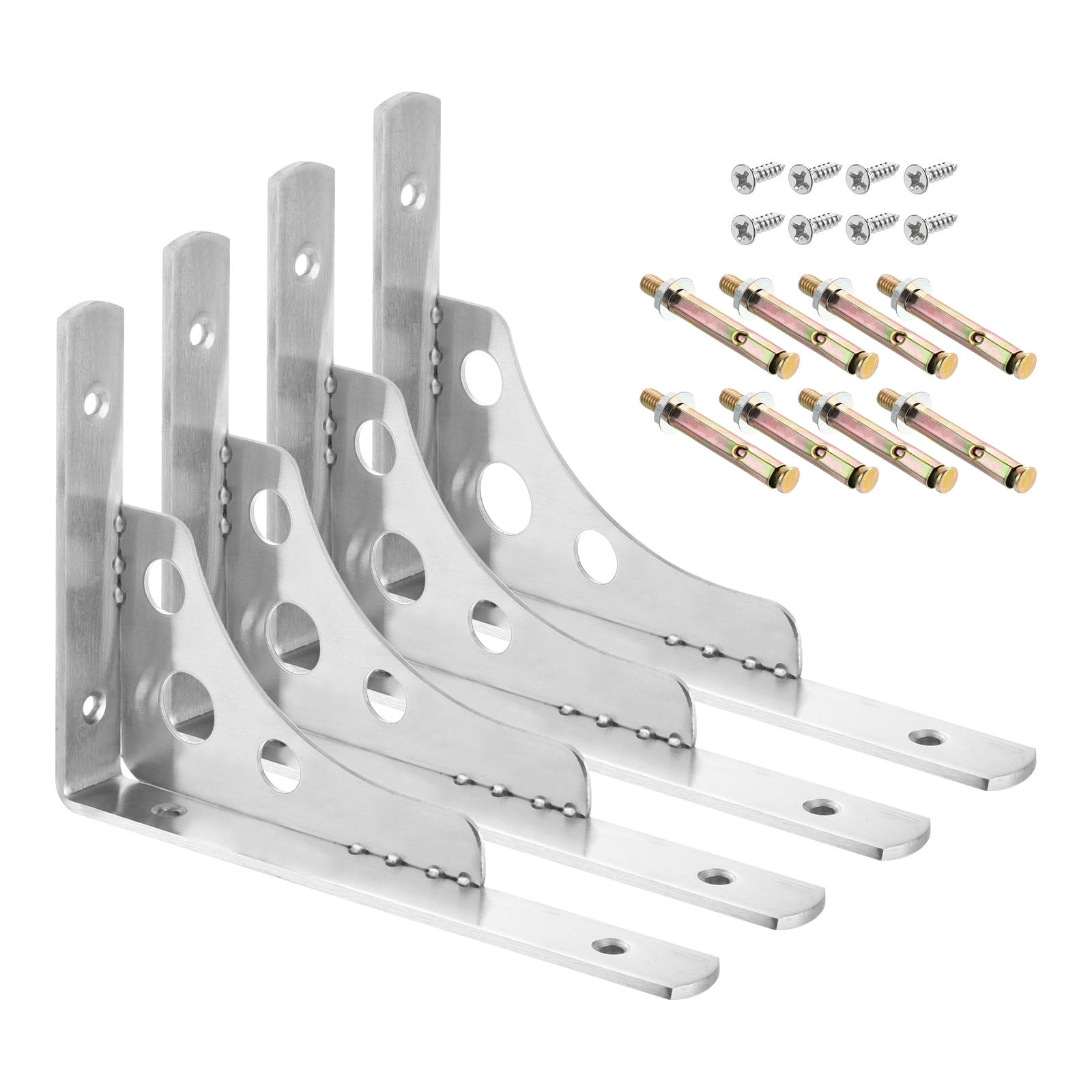 Shelf Brackets, 4 Pack 8" - Stainless Steel Triangle Side Supporter ...