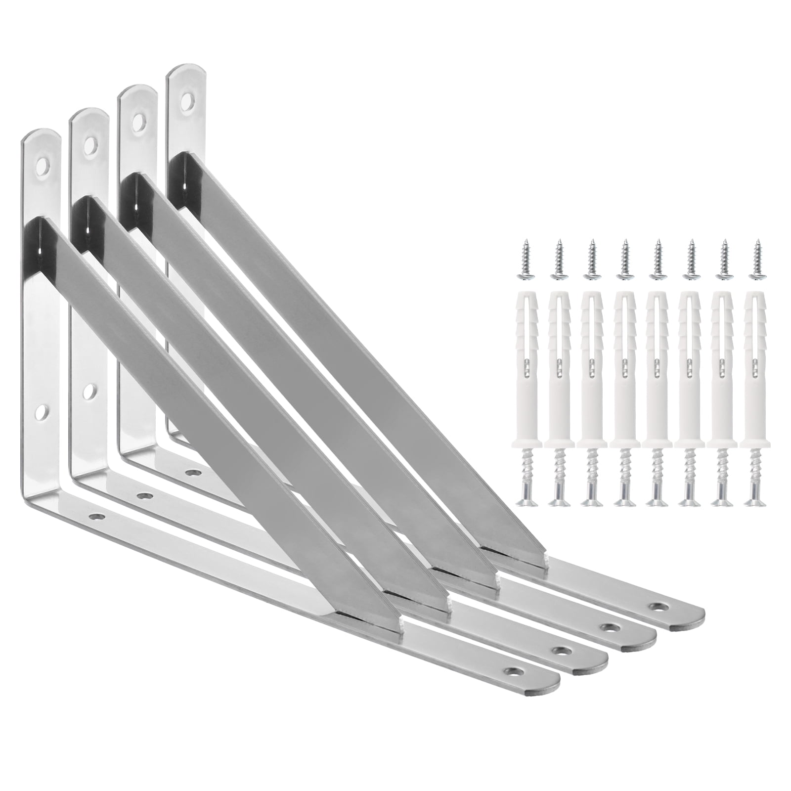Shelf Brackets, 4 Pack 8" x 0.7" - Stainless Steel Solid Triangle ...