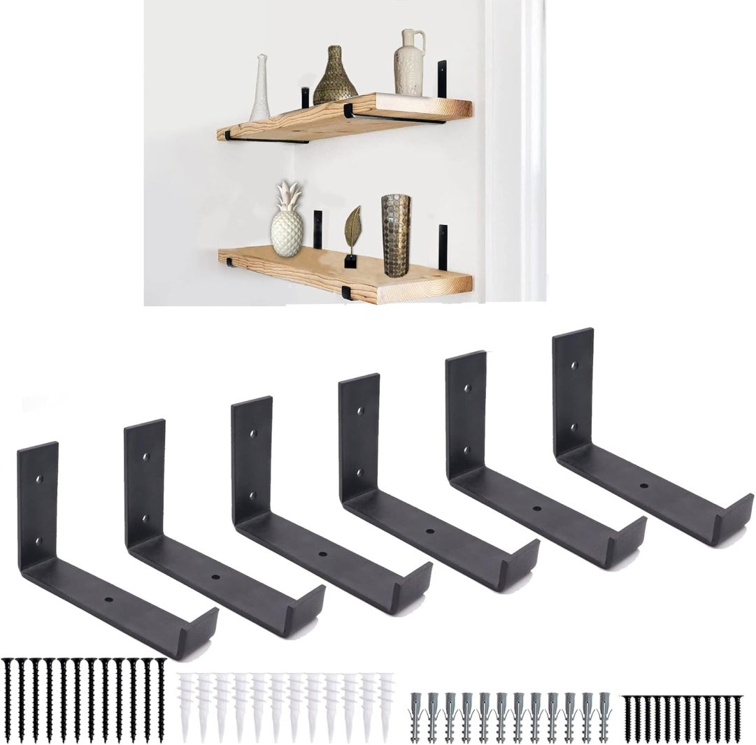 Shelf Brackets 6 Pack Heavy Duty Floating 8.0" L x 6.0" H x 1.5" W ...