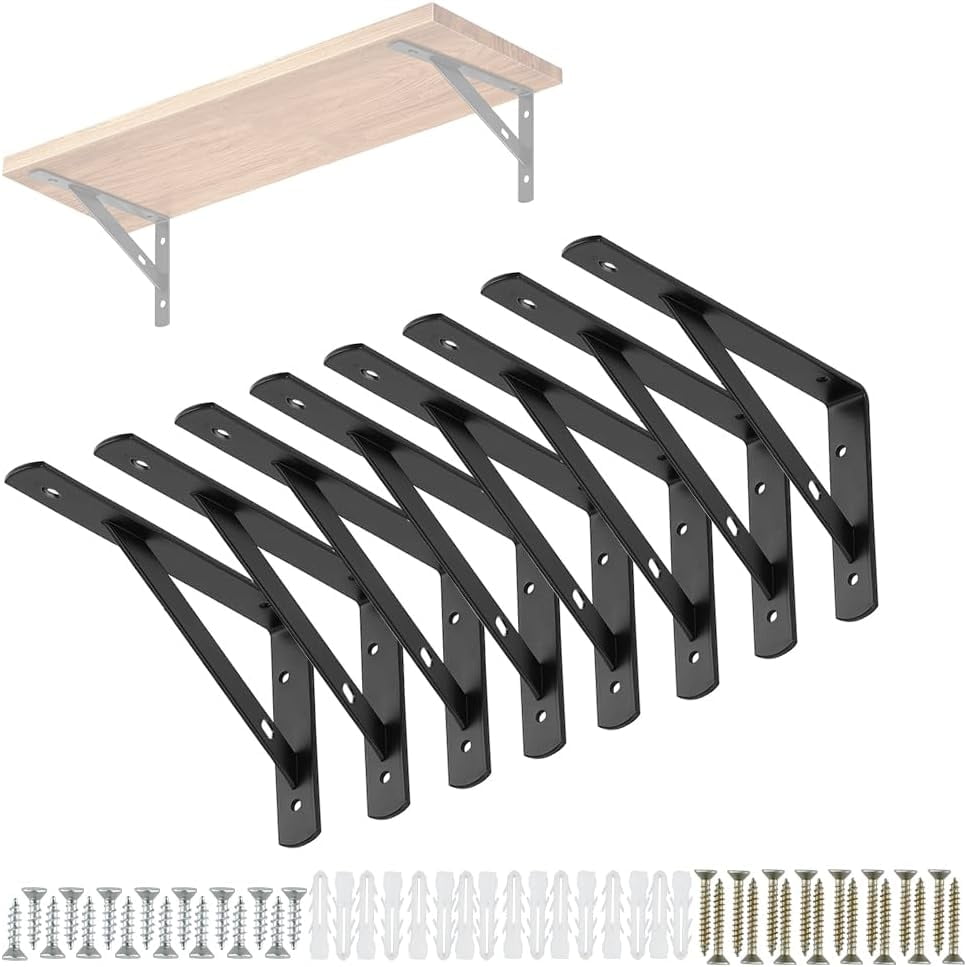 Shelf Brackets Heavy Duty, 8 Pack Triangle Shelving Brackets, Wall ...