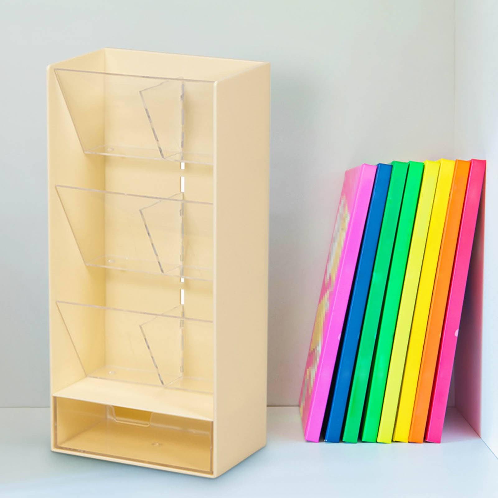 Shelf Desktop Storage Box Transparent Flat Partition Shelf Student ...