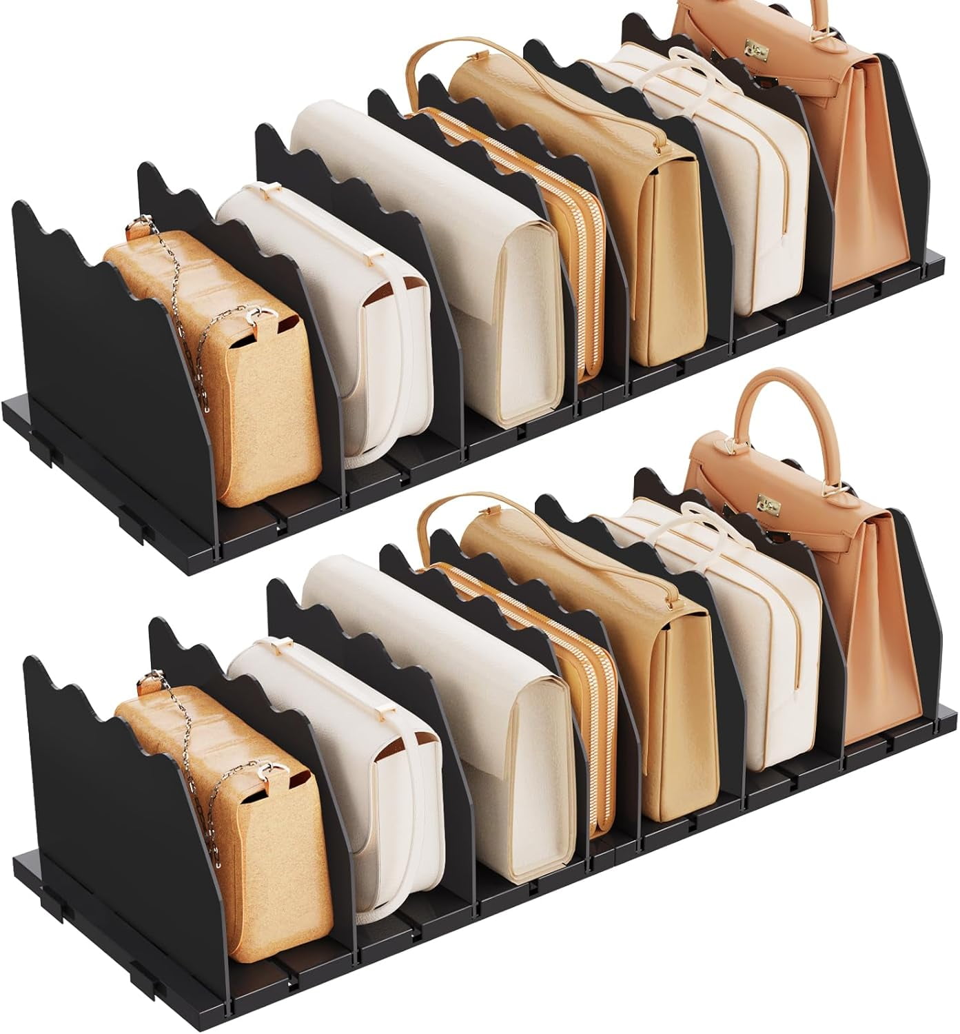 Shelf Divider for Closet, 2 Pack Adjustable Purse Organizers Handbag ...