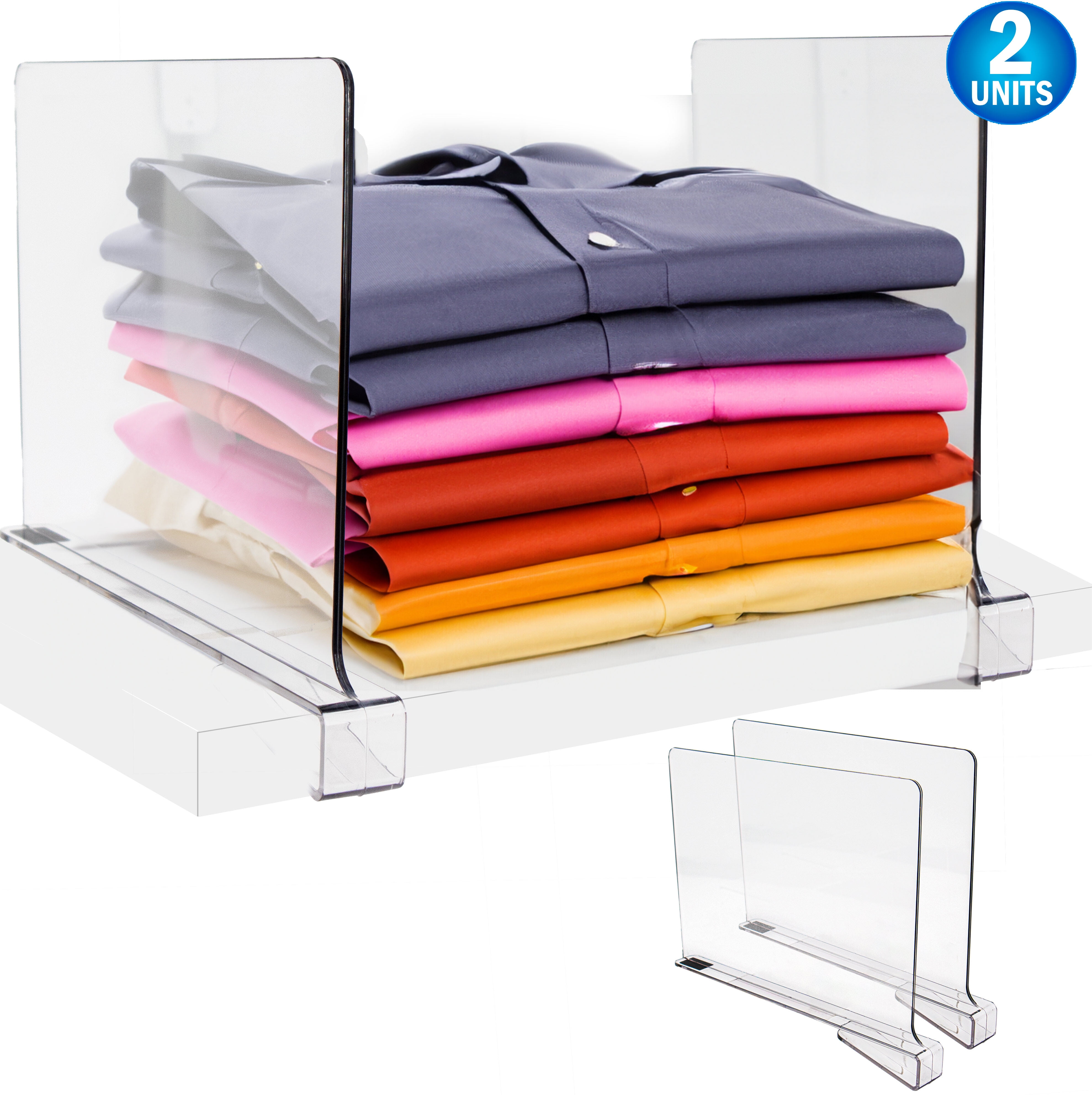Shelf Dividers Clear Acrylic Closet Organizer - 2pc - Storage Rack ...