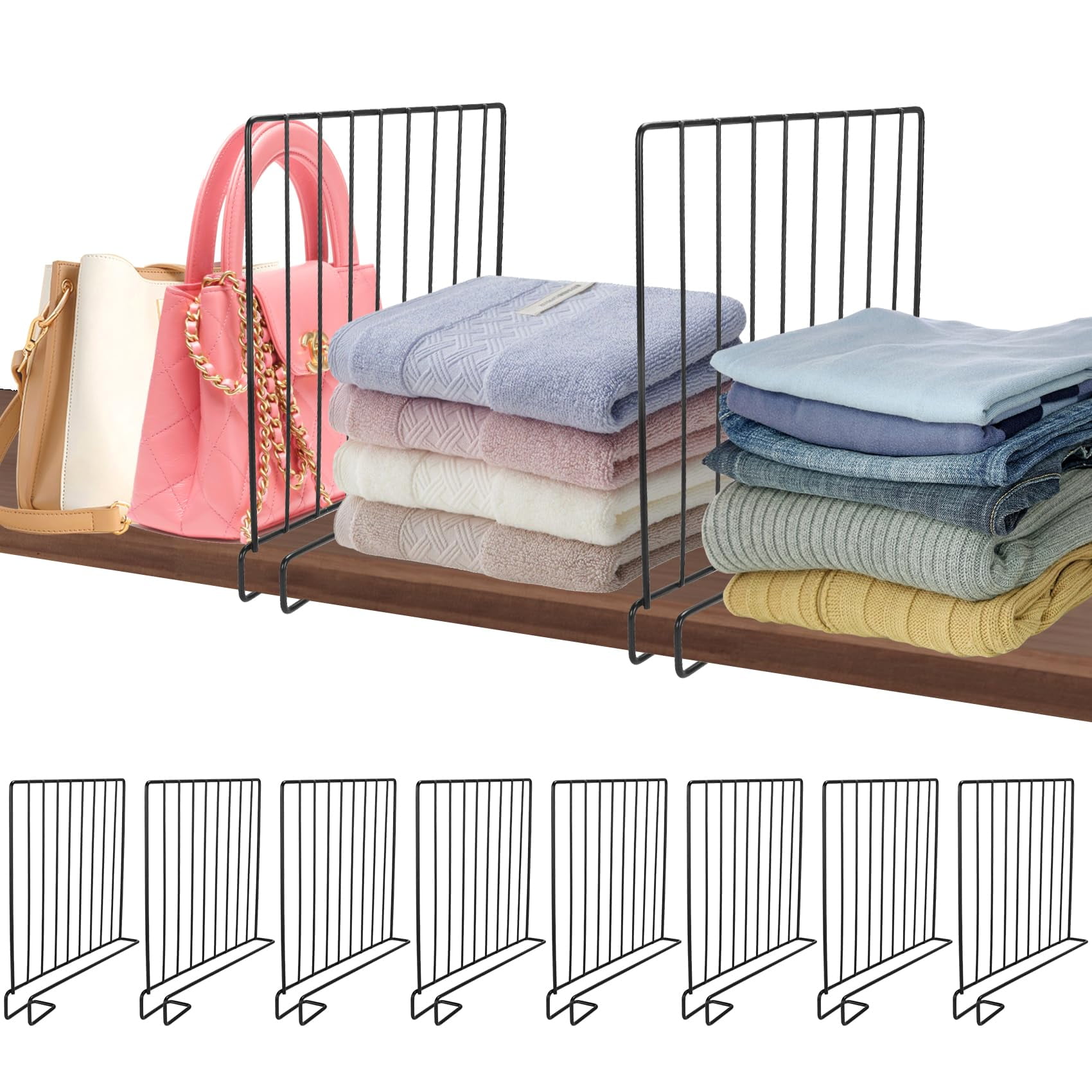 Shelf Dividers for Closet Organization, 8 Pack Closet Shelf Organizer ...