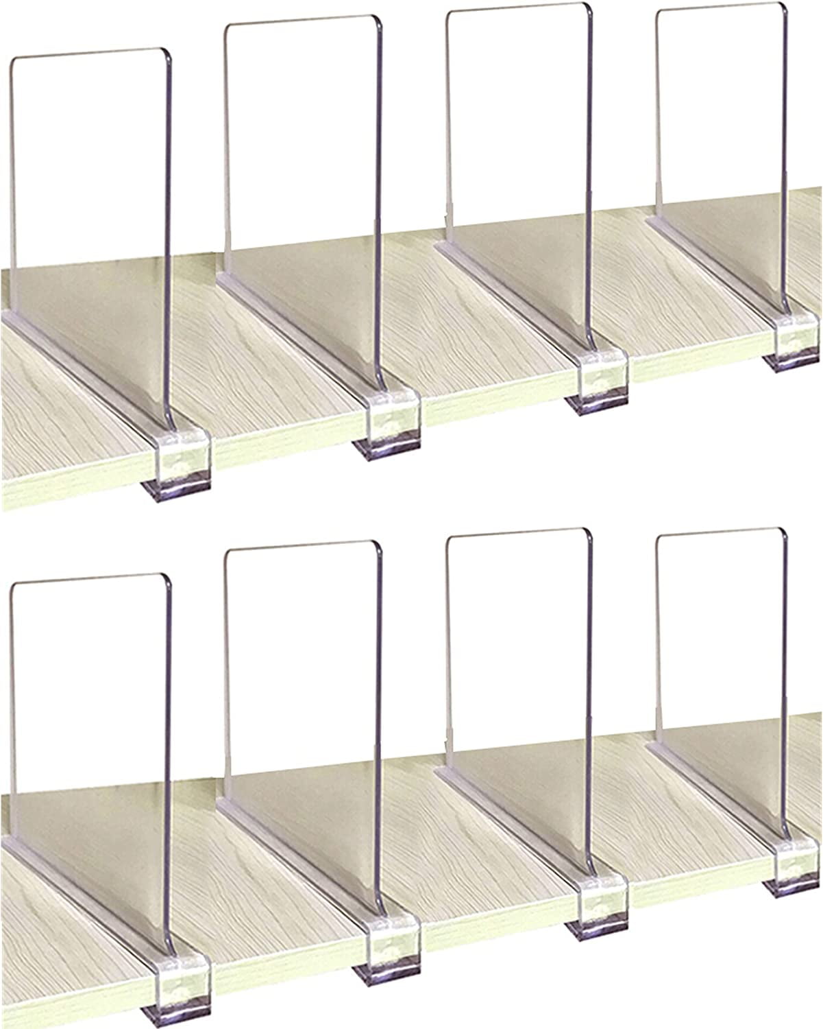 Shelf Dividers for Closets, 8PCS Clear Acrylic Shelf Divider for Wood ...