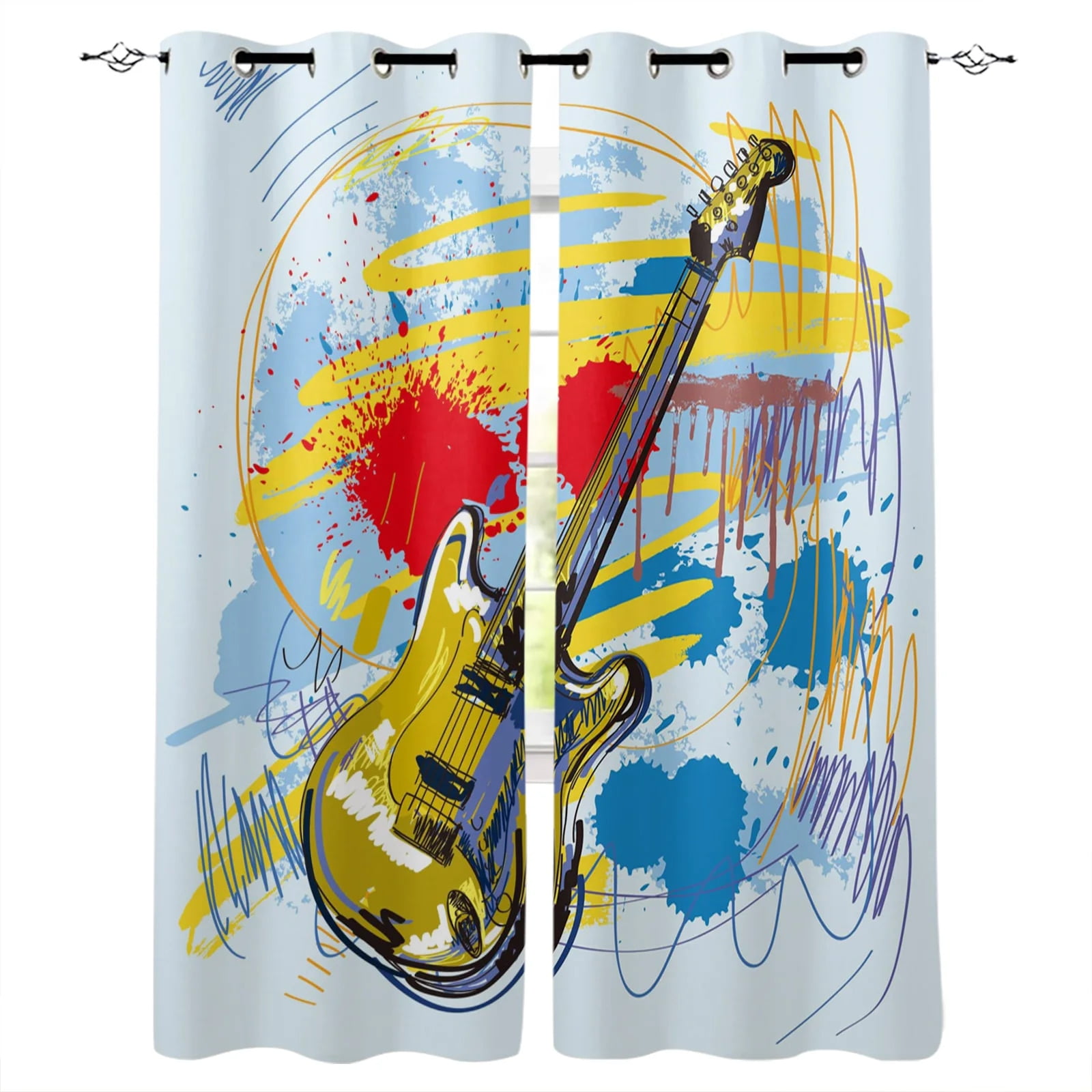 Shelf Drum Rock Music Window Treatments Curtains Valance Bathroom ...