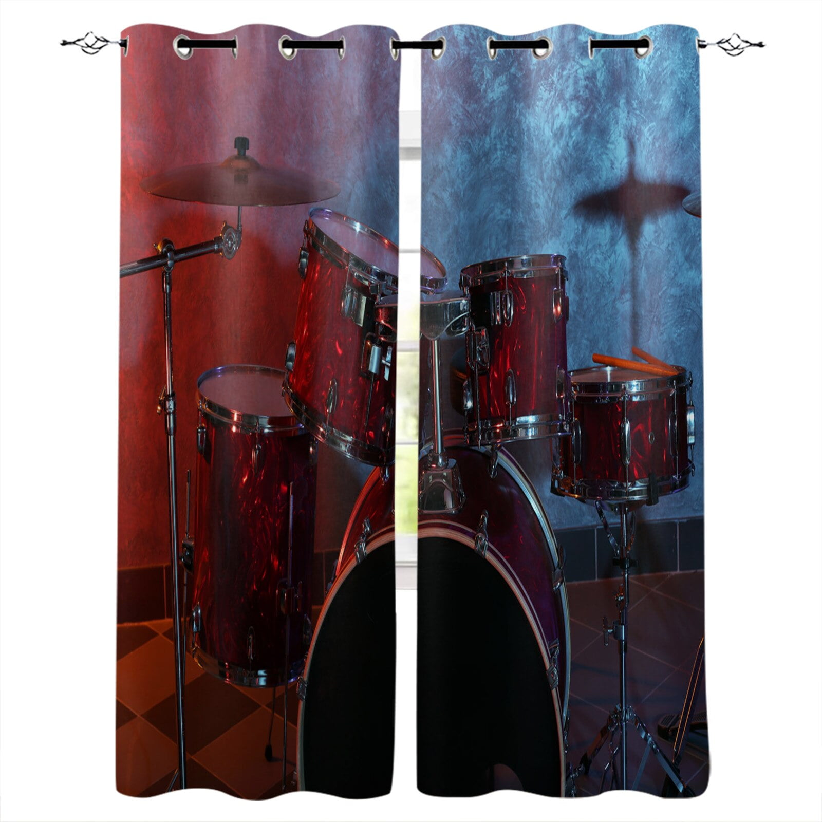 Shelf Drum Rock Music Window Treatments Curtains Valance Bathroom ...