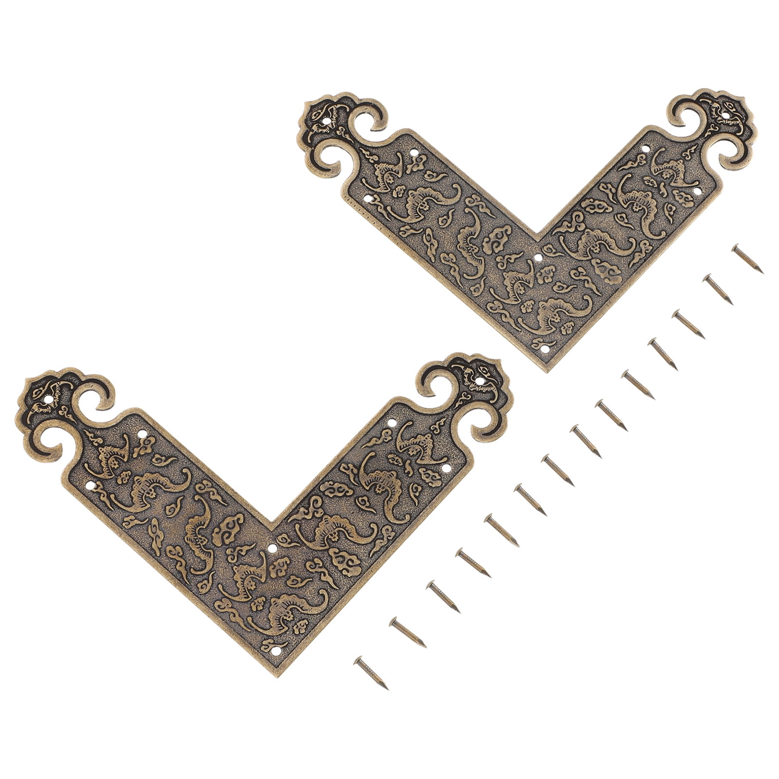 Brass Decorative Corner Protectors for Furniture with Retro Style 2 Pieces Golden Color ...