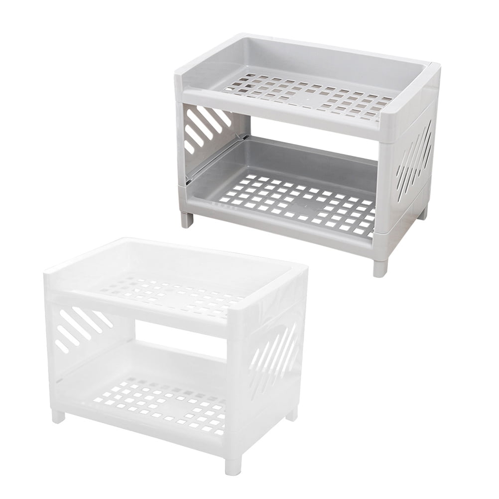 Shelf Kitchen Double-layer Storage Rack Plastic Organizers 2 Pcs ...