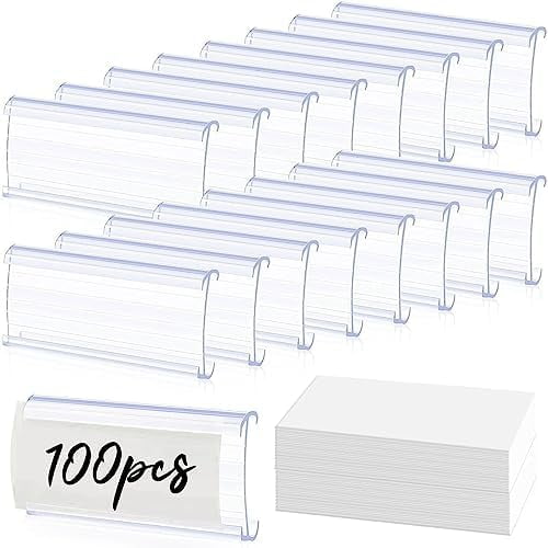 Shelf Label Holder 100 Pcs, Basket Labels Clip On, Shelf Labels for ...