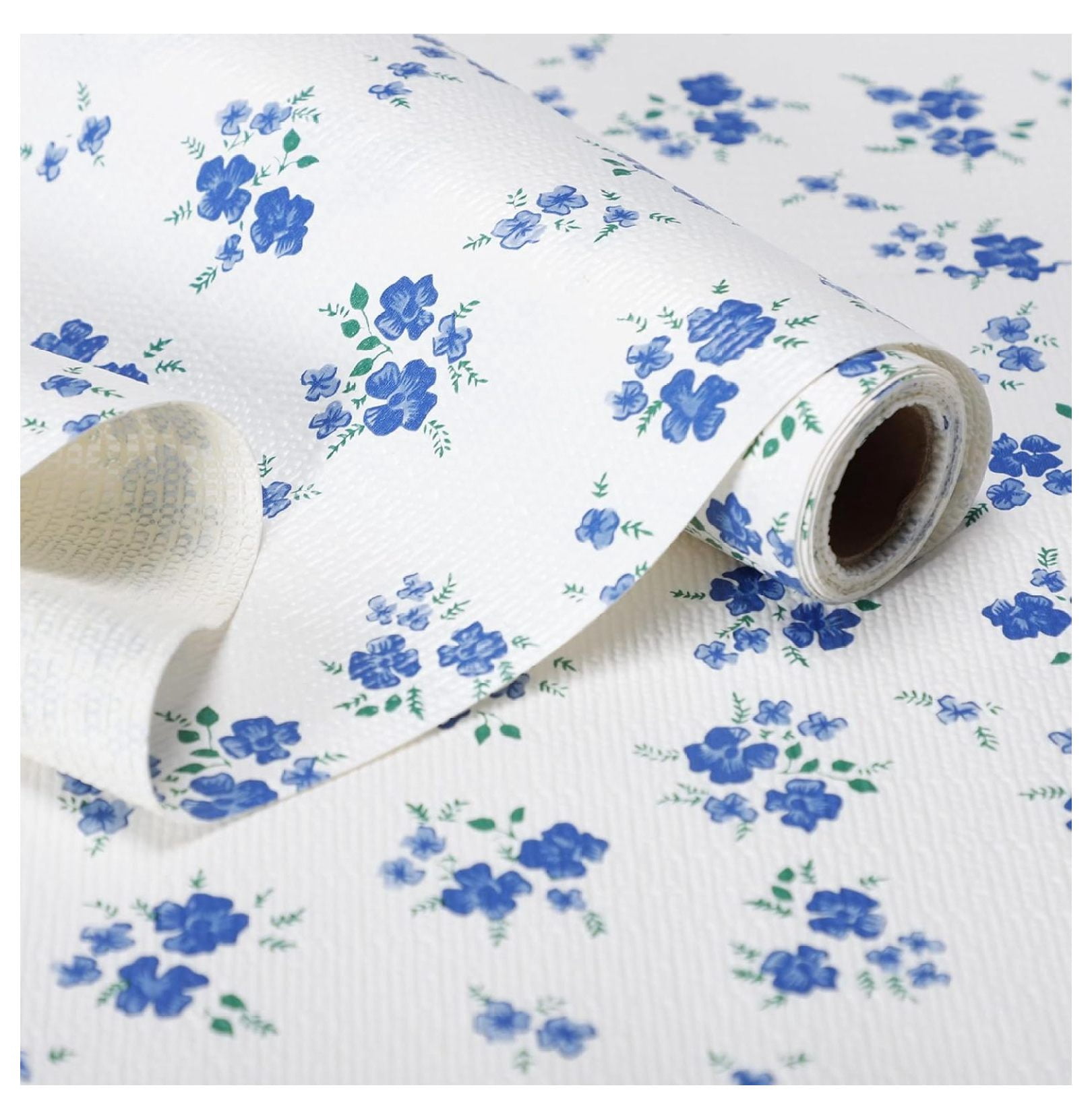 Shelf Liner, Non Adhesive Blue Floral Kitchen Cabinet Liner for Pantry ...