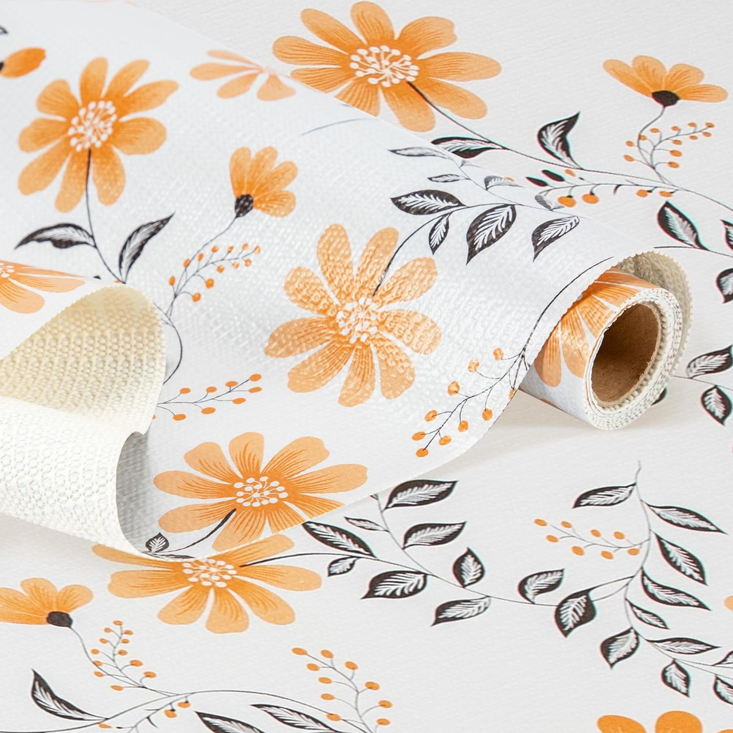 Shelf Liner, Non Adhesive Daisy Floral Printed Cabinet Liner for Pantry ...