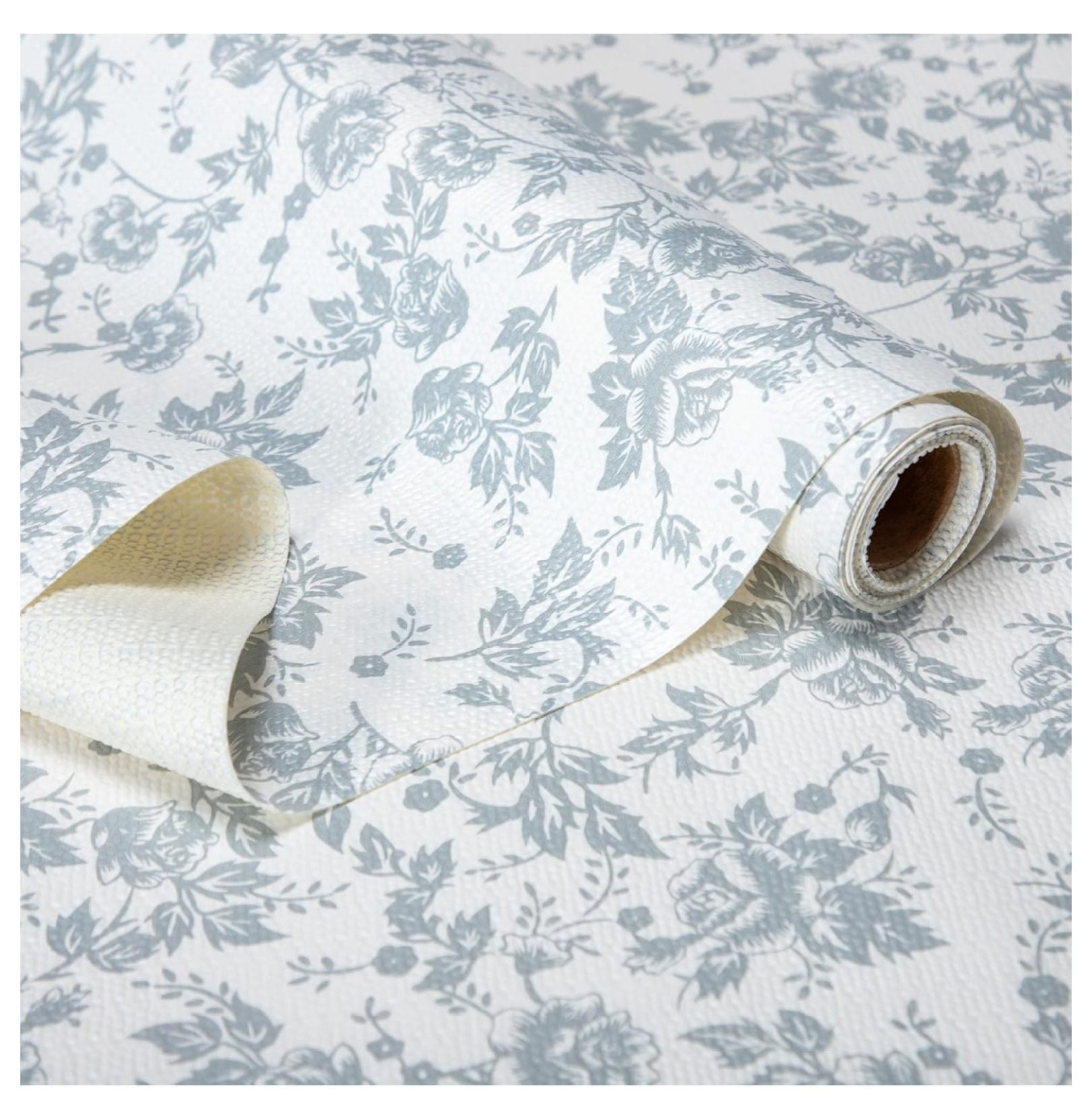 Shelf Liner, Non Adhesive Silver Floral Kitchen Cabinet Liner for ...
