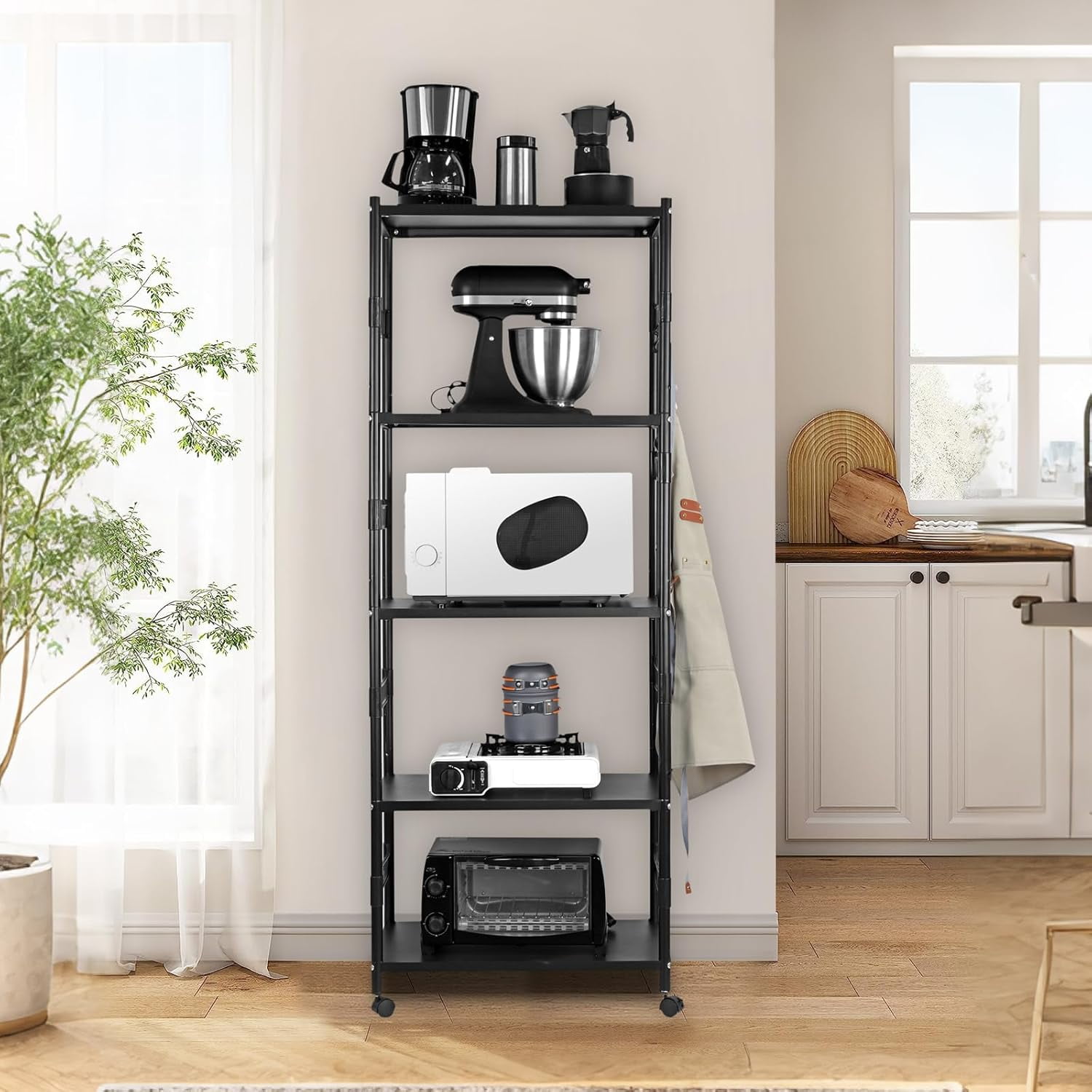 Shelf Organizer, 5-Tier Pantry Shelves, Heavy Duty Kitchen Shelves, 15 ...