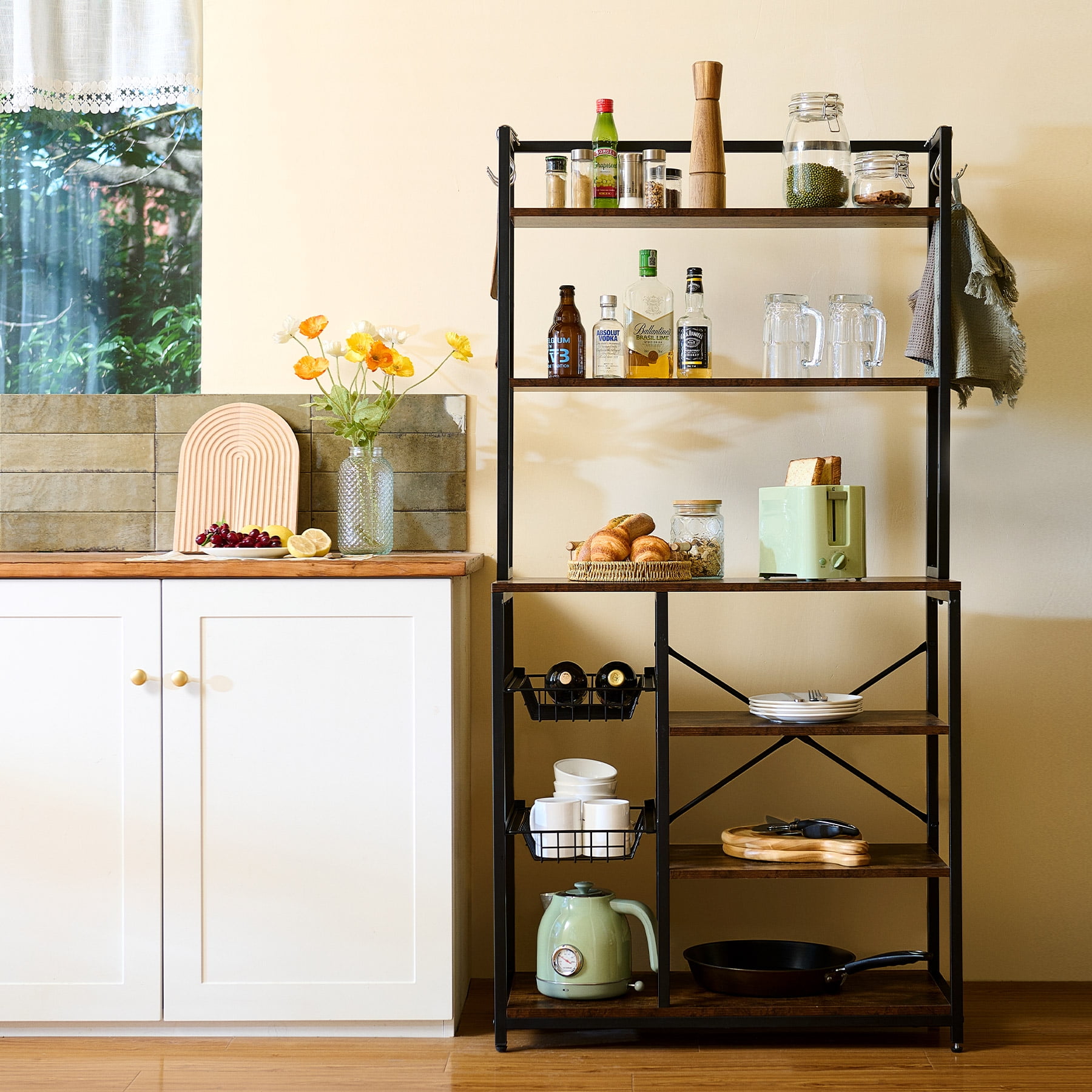 Bestco 6-Tier Bakers Racks for Kitchens, Narrow Bakers Rack, Microwave ...