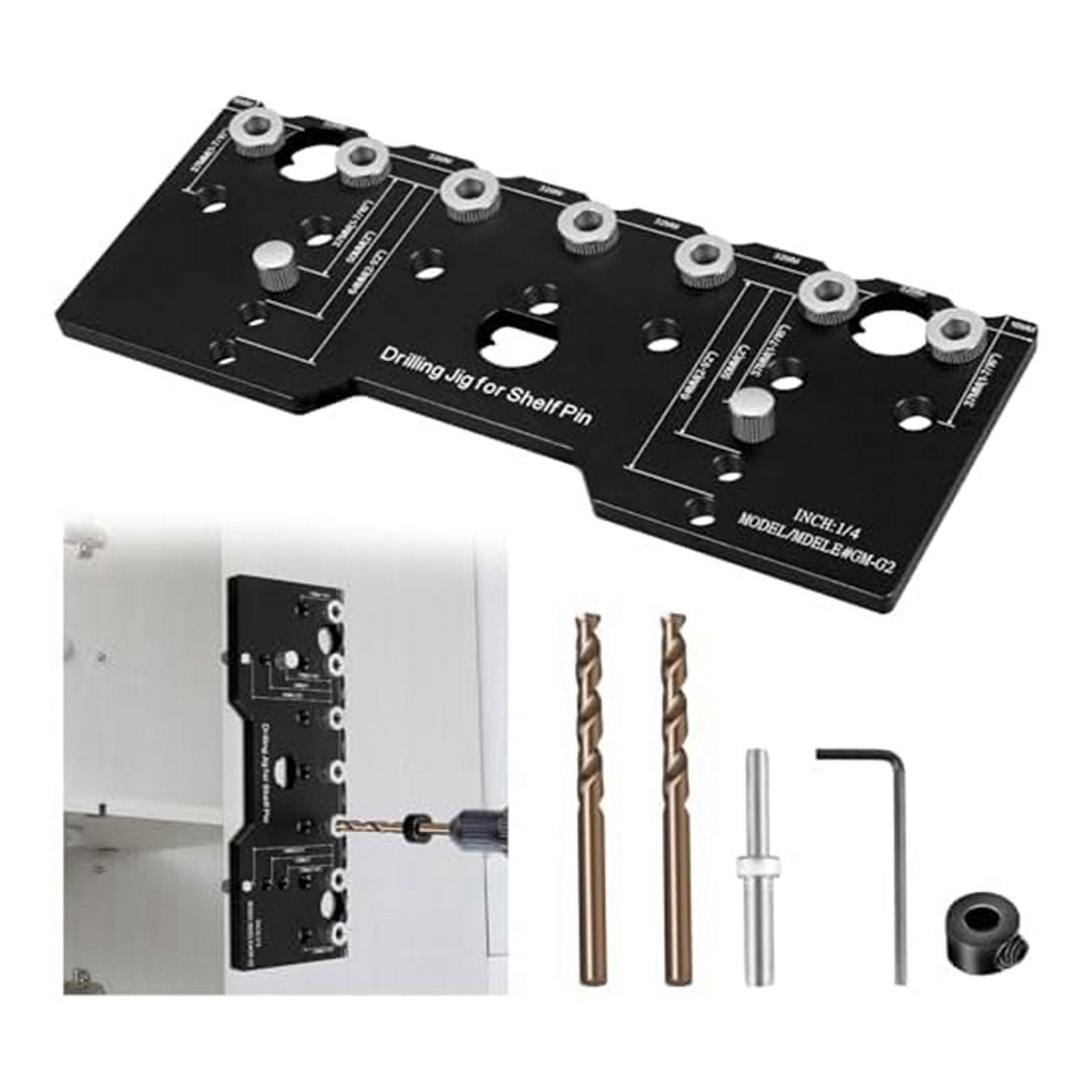 Shelf Pin Jig 1/4 Inch Aluminum Alloy Shelf Pin Guide Precise Cabinet ...