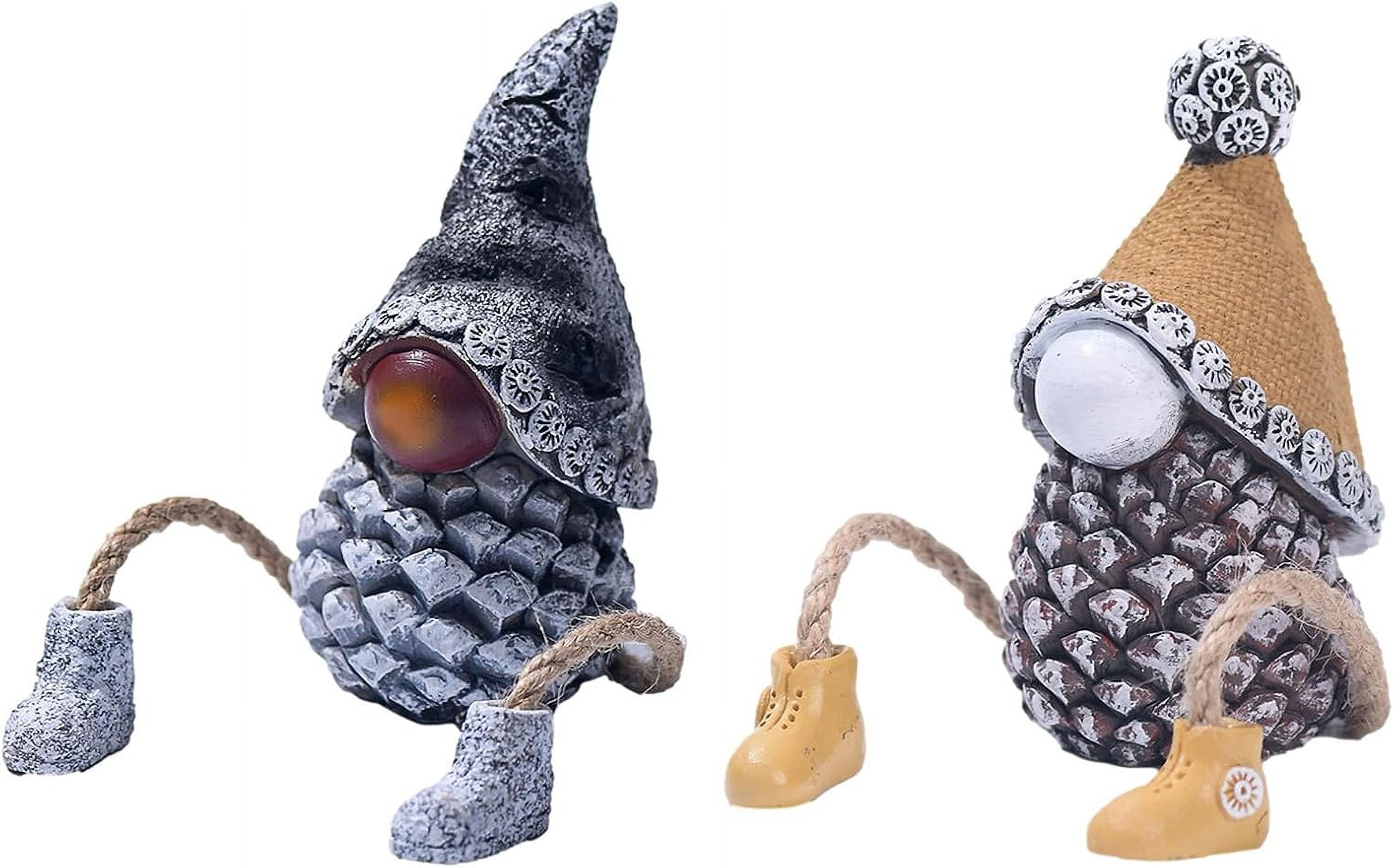 Shelf Sitters with Dangling Legs Resin Sculpture, Pine Cone Gnomes ...