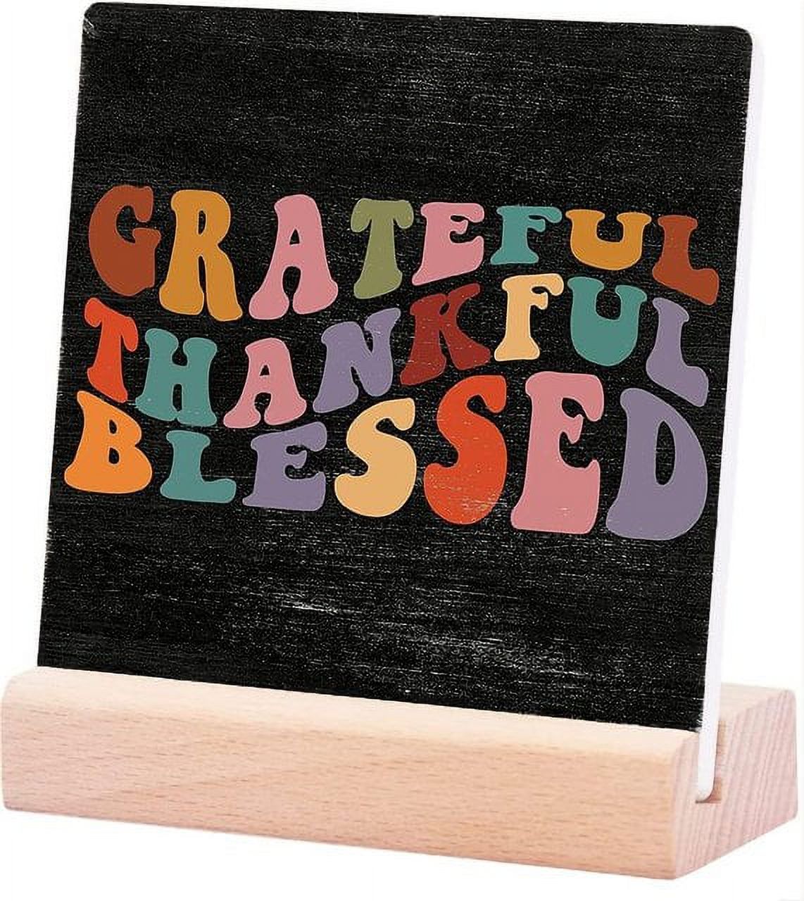 Shelf Sitters Table Sign Plaque Grateful Thankful Blessed Tabletop Sign ...