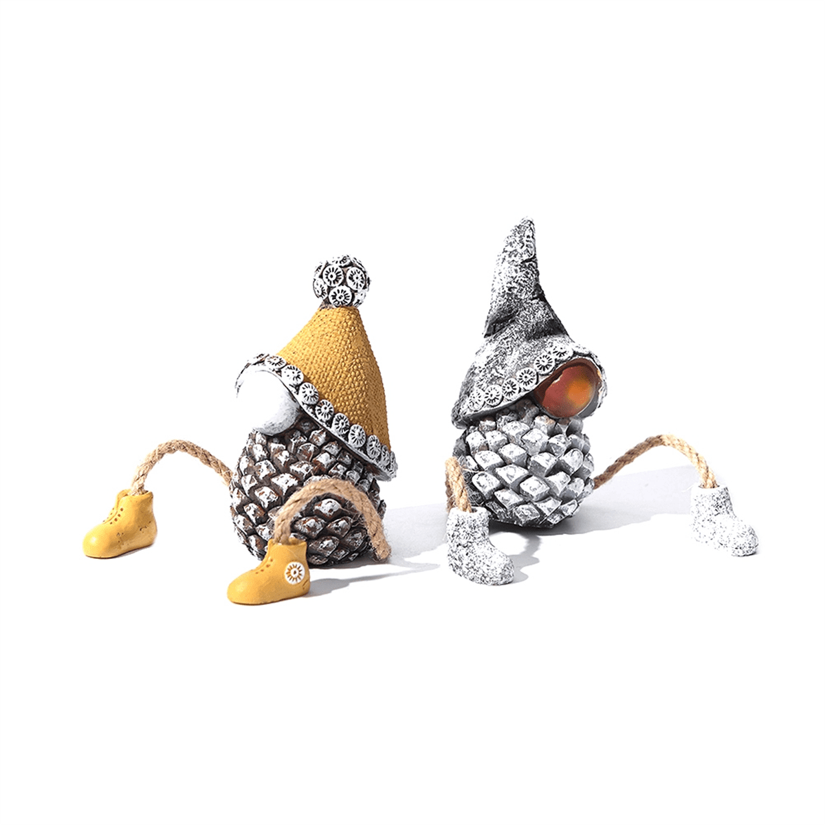 Shelf Sitters with Dangling Legs Pine Cone Gnomes Figurine Decor Set of ...