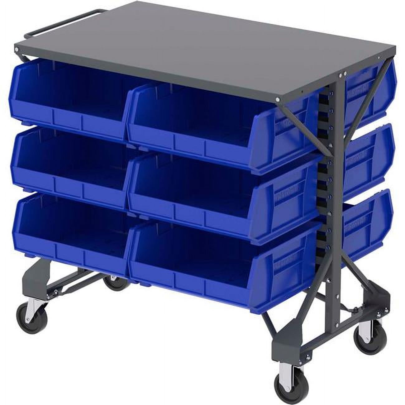 Shelf-Top Bin Cart - Blue - 38.5 x 24 x 36.5 in. & 16.5 x 14.75 x 7 in ...