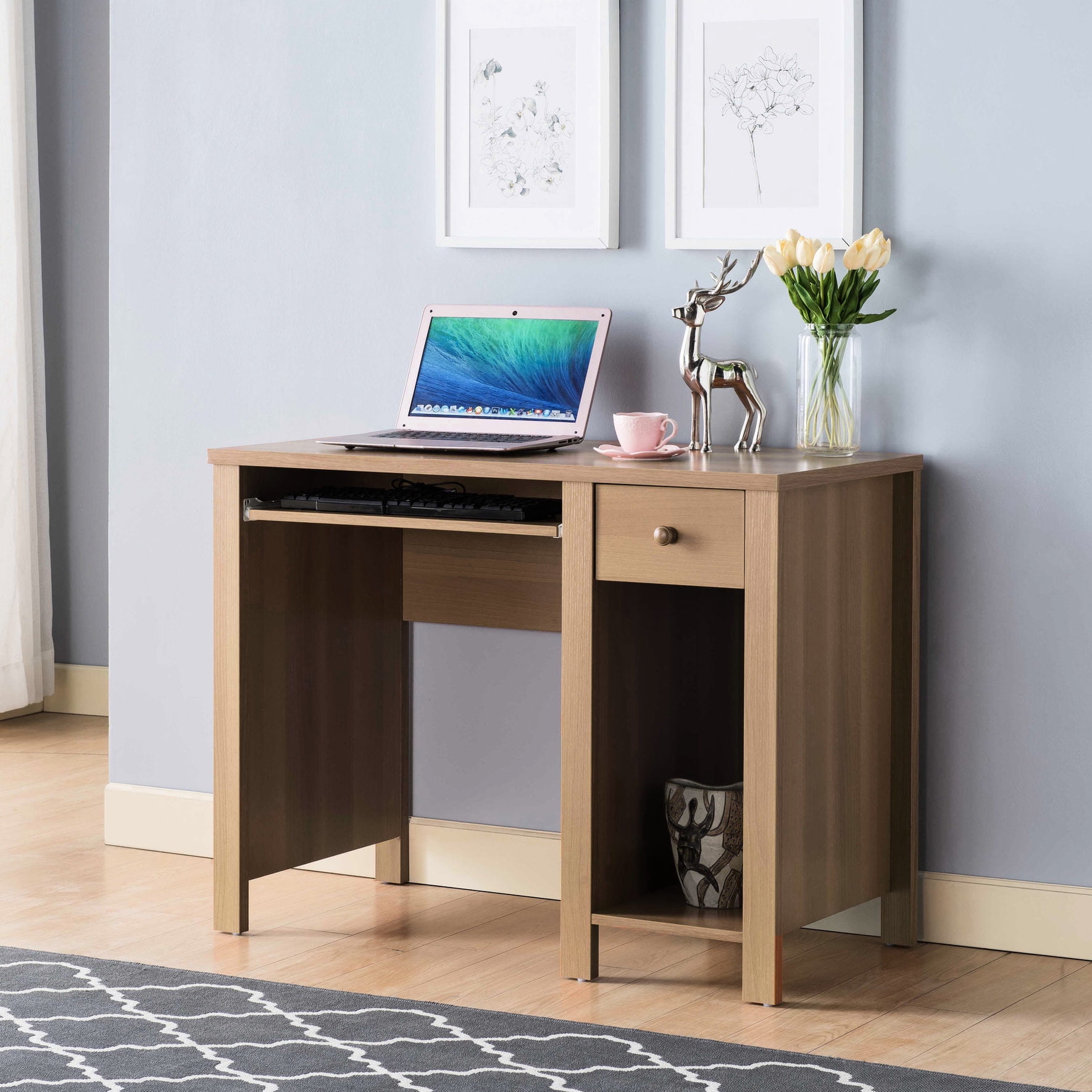 Shelf and Drawer Combo - 39"W Compact Desk for Laptop and Writing Tasks ...