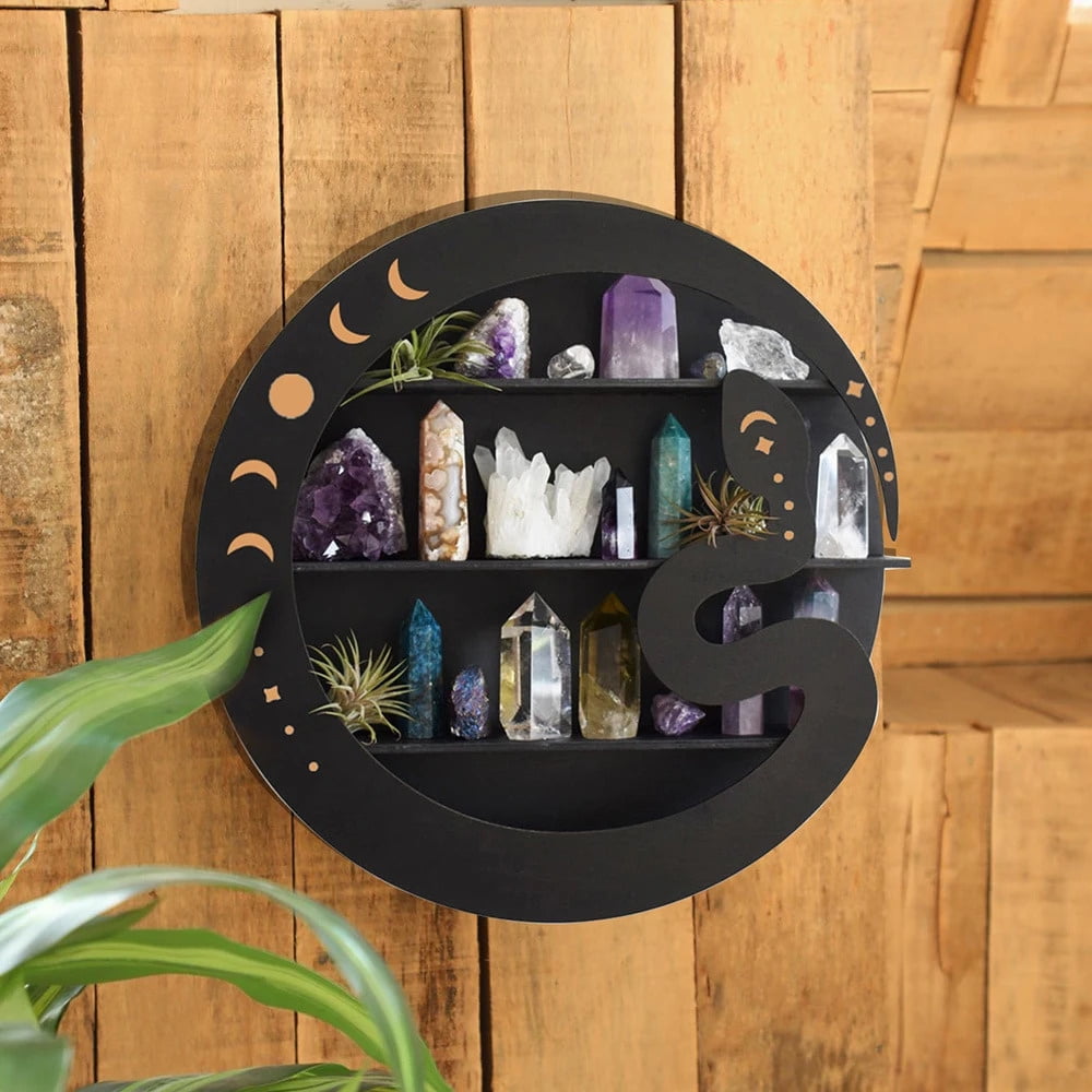 Shelf for Crystal Display Multi Layered Wooden Stand Moon Butterfly ...