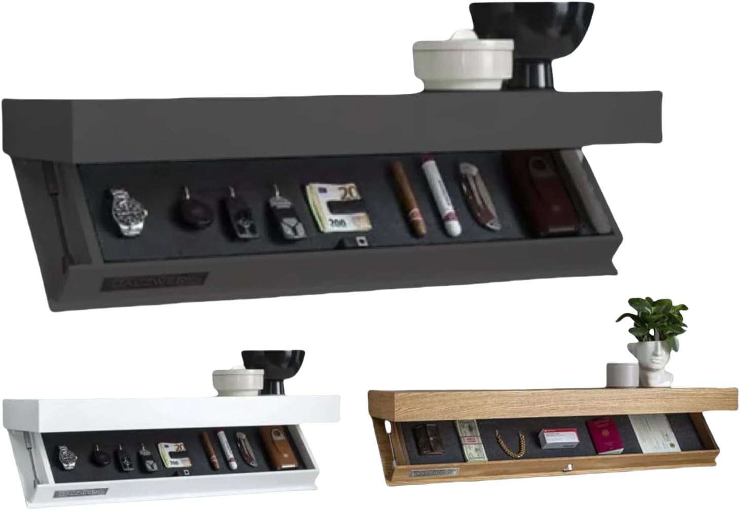 Shelf with Hidden Compartment, Wall-Mounted Secret Shelf Storage ...