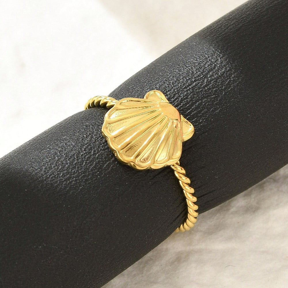 Shell 304 Stainless Steel Open Cuff Rings for Women Golden Shell ...