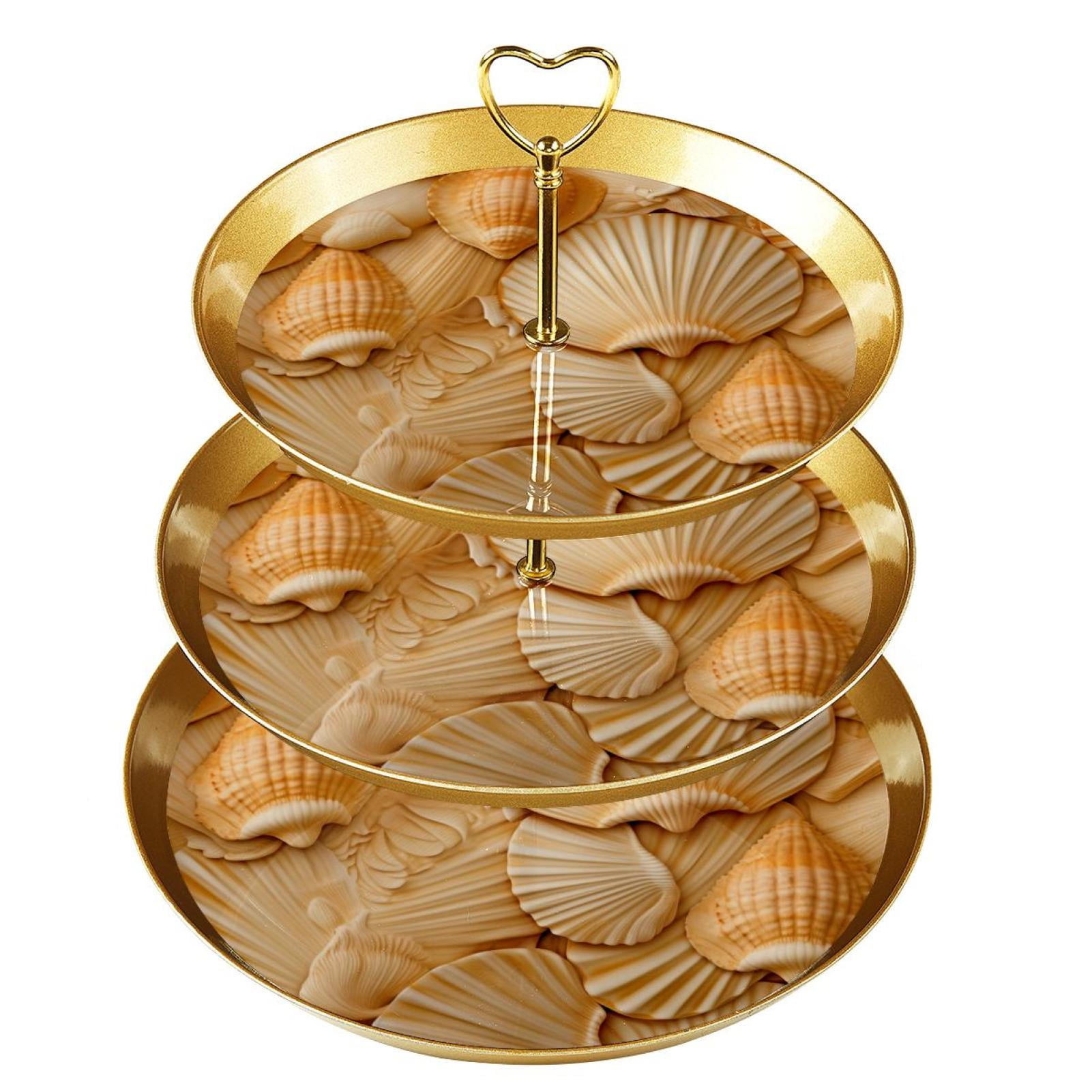 Shell 32cm Plastic Discs Cupcake Stand with Iron Pillars | Dessert ...