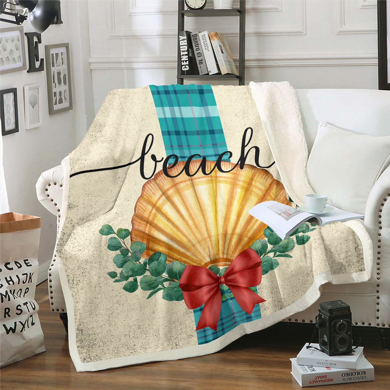 Shell 40"x50" Throw Blanket ,Ocean Fleece Blanket Tropical Hawaii Beach ...