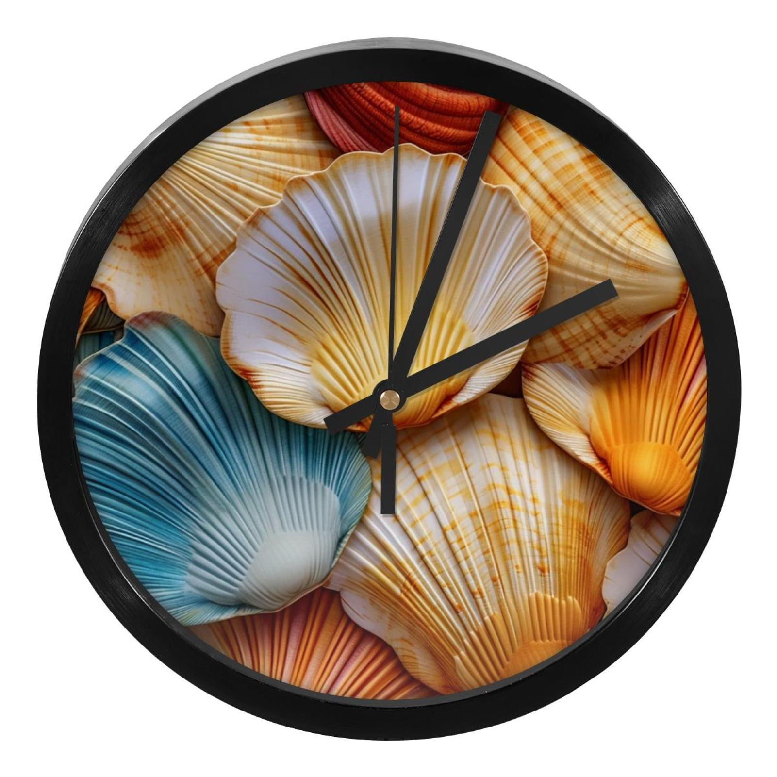 Shell 9.8 Inch Round Digital Wall Clock - Silent Non-Ticking Battery ...
