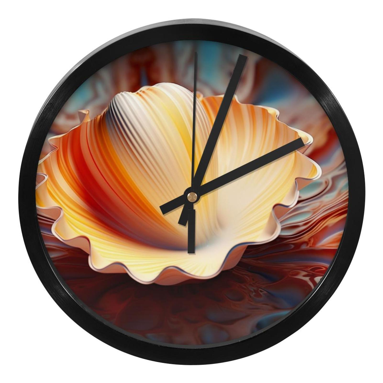 Shell 9.8-Inch Round Wall Clock, Silent Non-Ticking Digital Clock ...