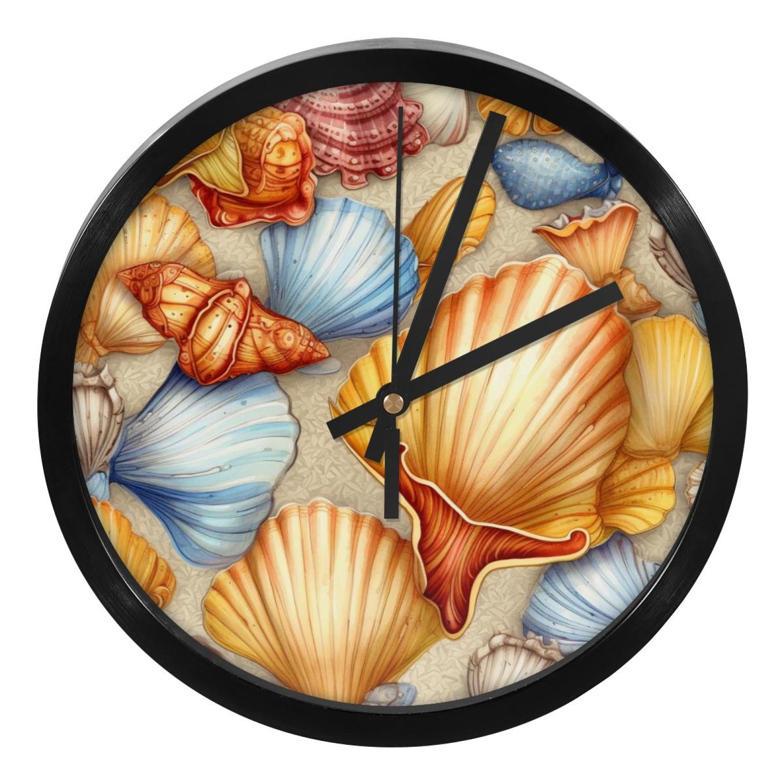 Shell 9.8 Inch Silent Round Wall Clock - Battery Operated Digital Clock ...