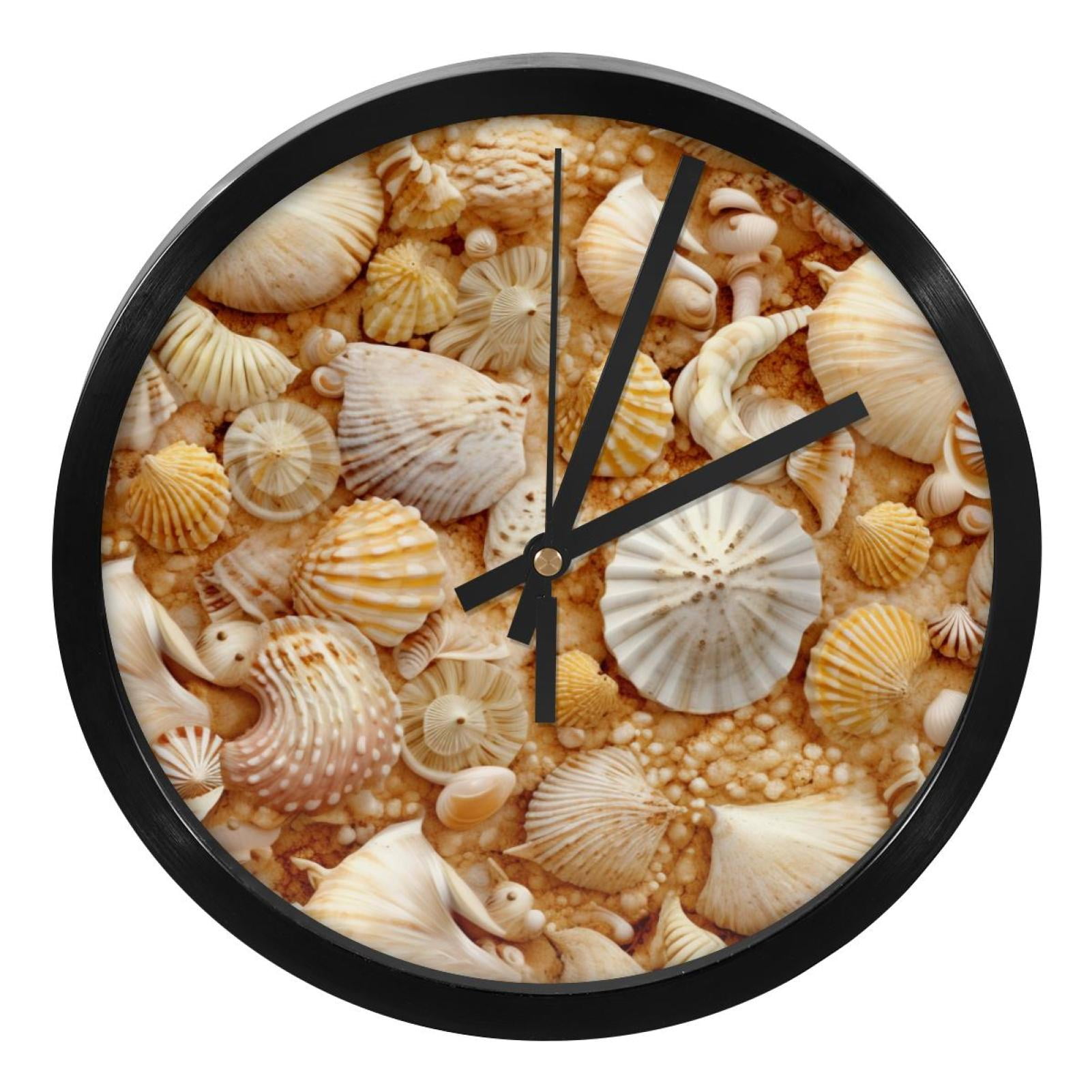 Shell 9.8 Inch Silent Wall Clock, Round Digital Battery Operated Clock ...