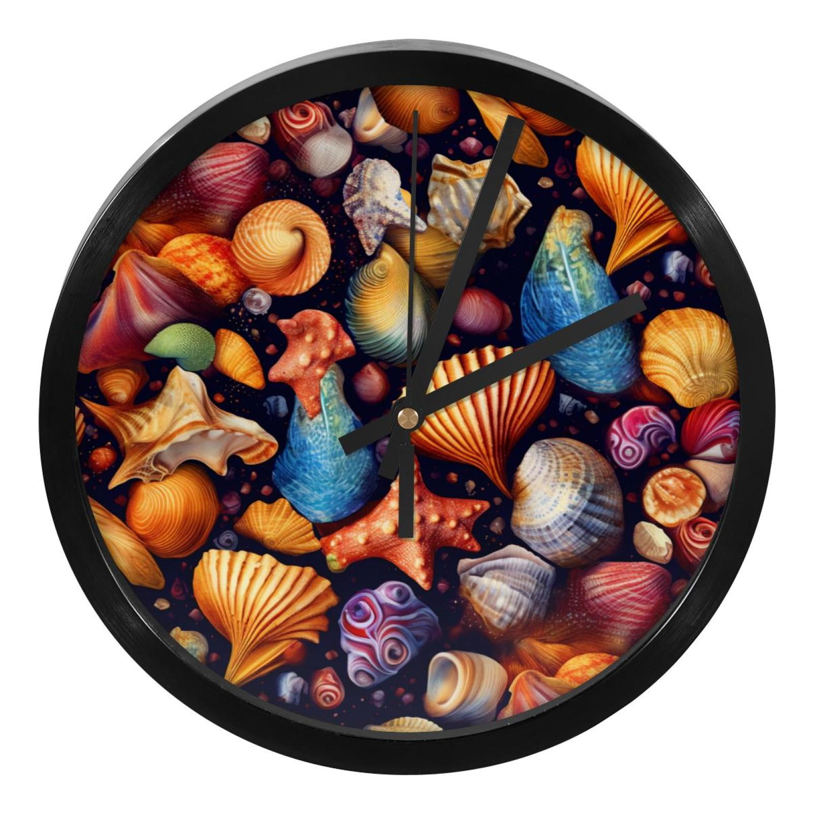 Shell 9.8 Inches Silent Wall Clock, Round Digital Battery Operated ...