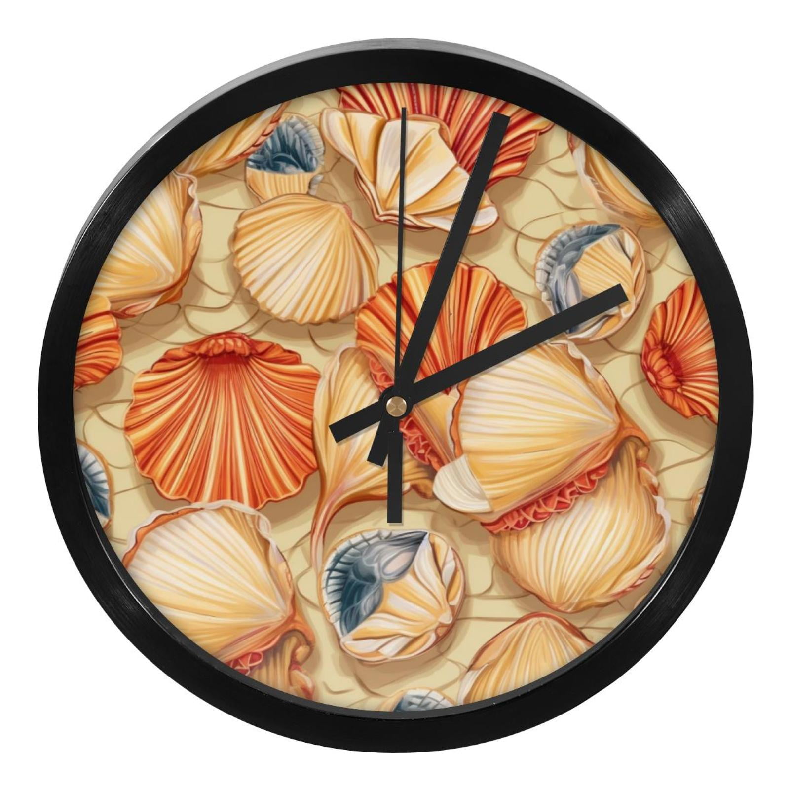 Shell 9.8 Inches Silent Wall Clock, Round Digital Battery Operated ...