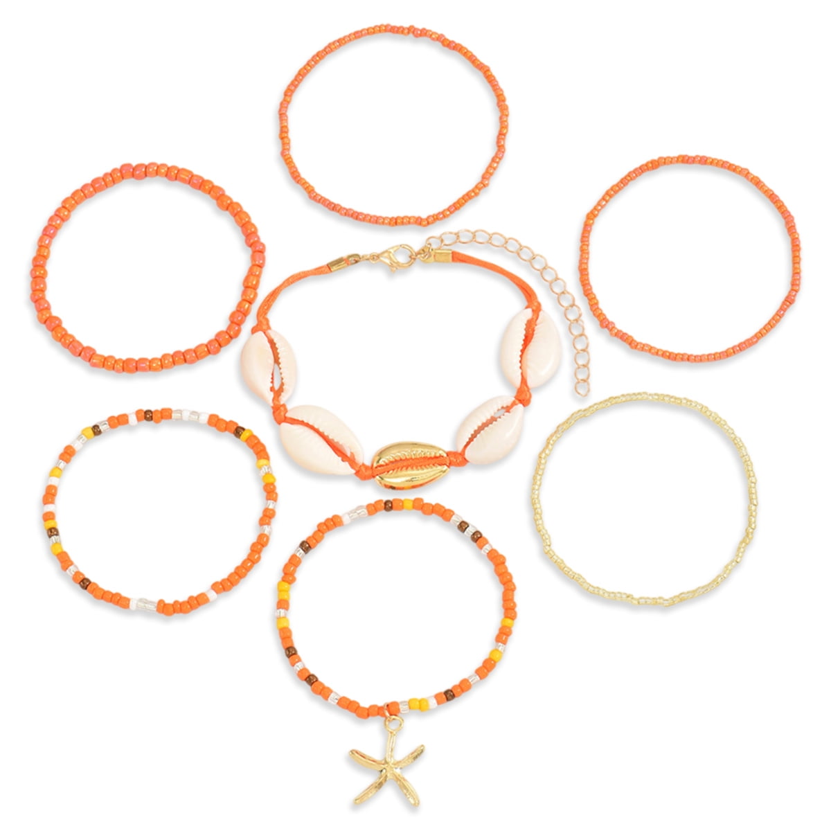 Shell Ankle Bracelet Set for Women, Gold Boho Bead Adjustable Anklet ...