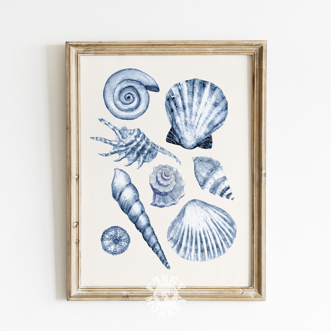 Shell Art Print, Coastal Granddaughter Aesthetic, Blue Vintage Sea ...