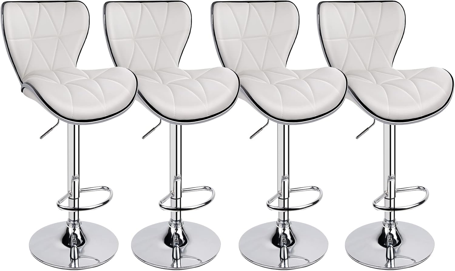 Shell Back Adjustable Swivel Bar Stools Padded with Back (Light Grey ...