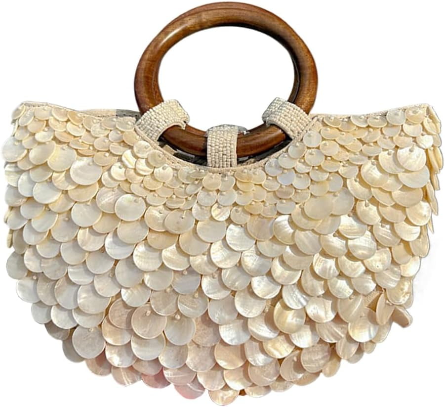 Shell Beaded Purse Sequin Tote Handbags for Women Summer Beach Top ...