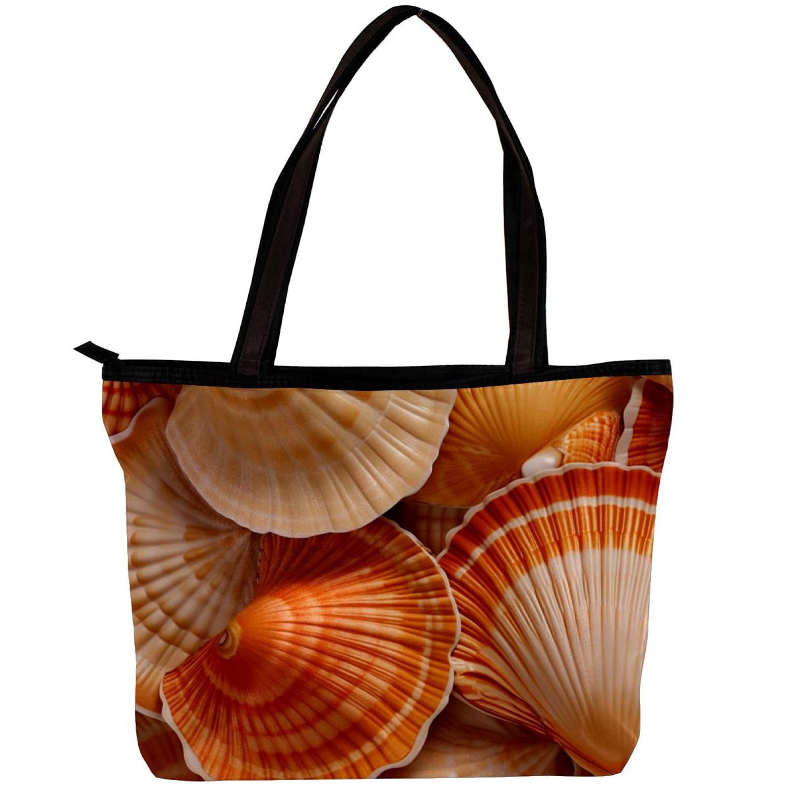 Shell Canvas Leather Mix Hand-Held Bag | Twill Sponge Jeanette Material ...