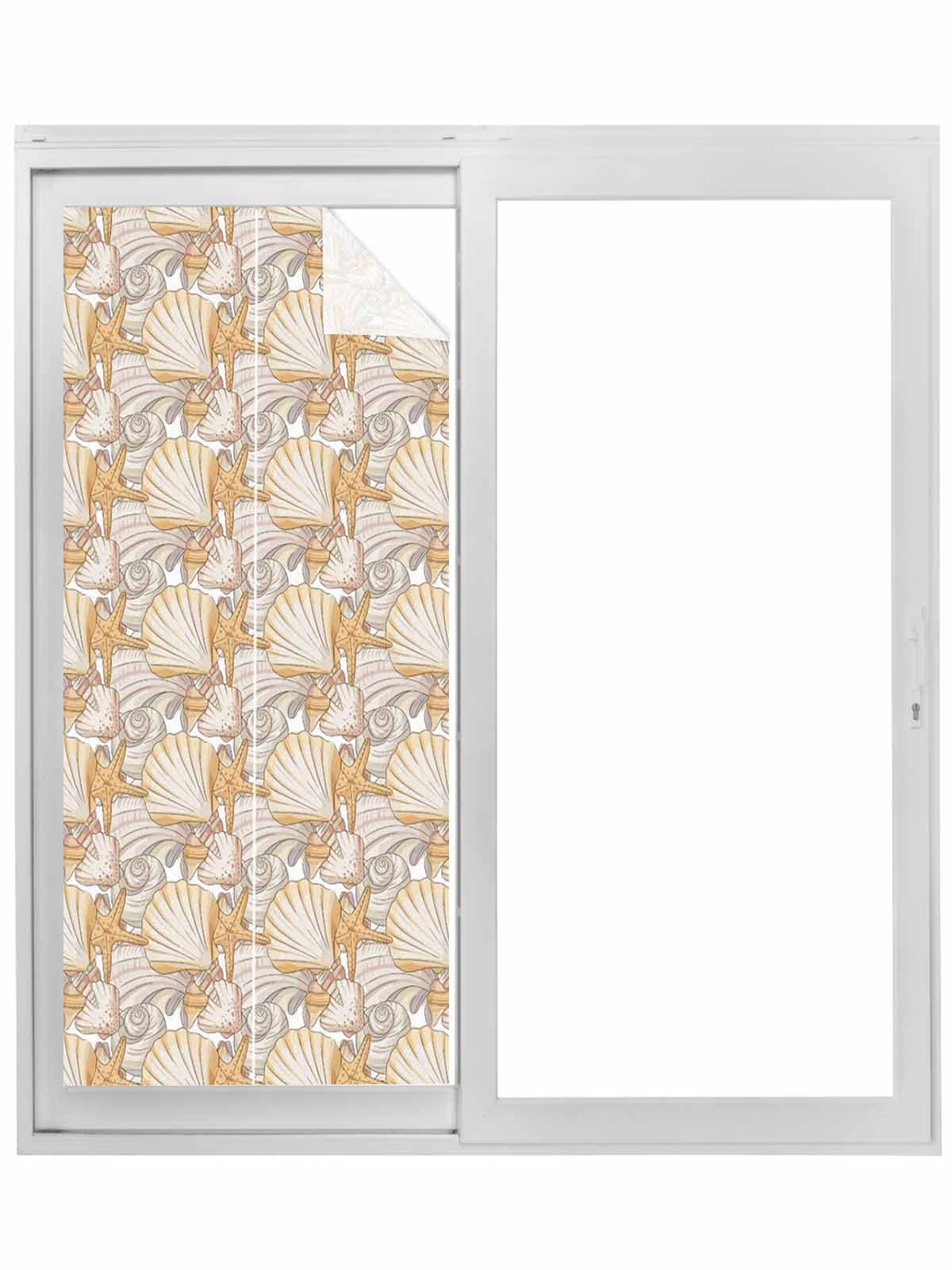 Shell Coastal Window Privacy Film, Vintage Ocean Starfish Seaside ...