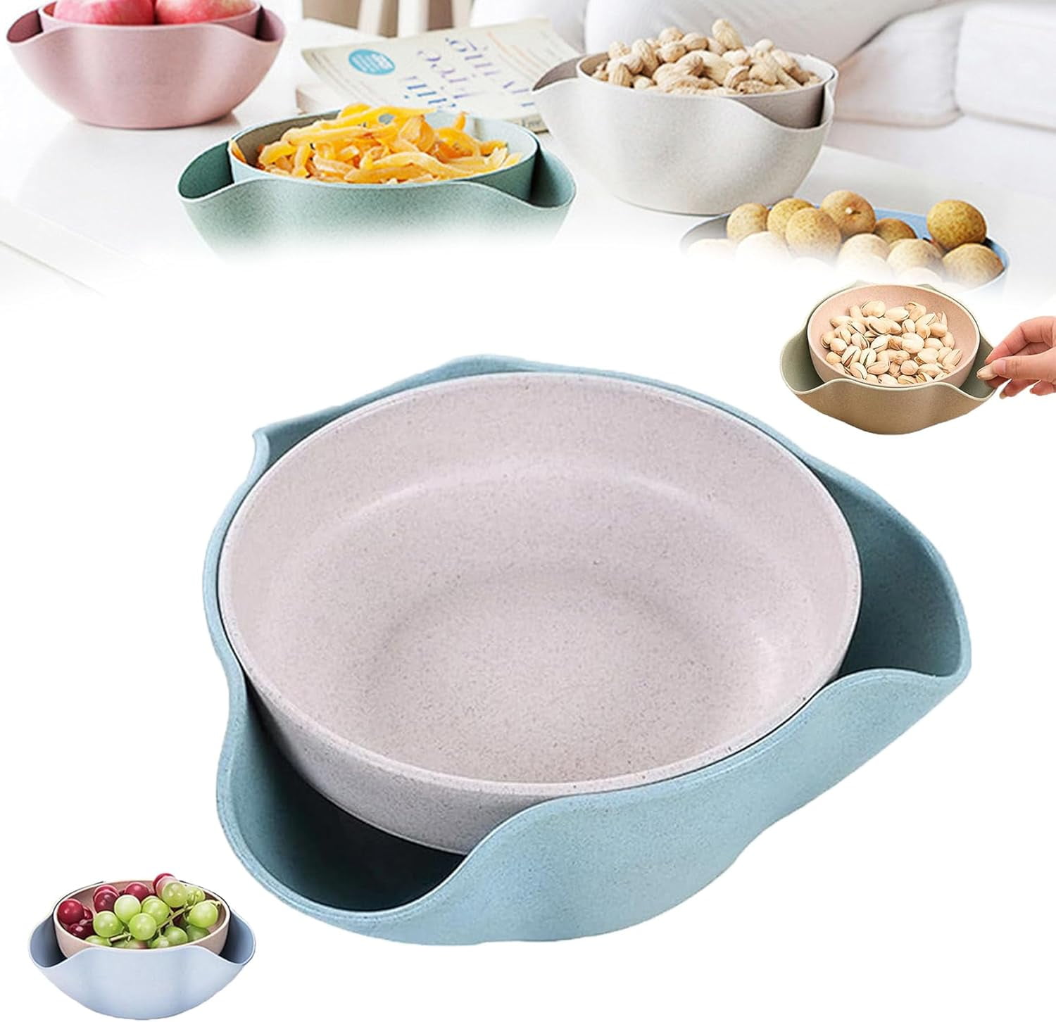 Shell Collecting Snack Bowl, Pistachio Bowl with Shell Storage, Nut Double Dish with Tools ...