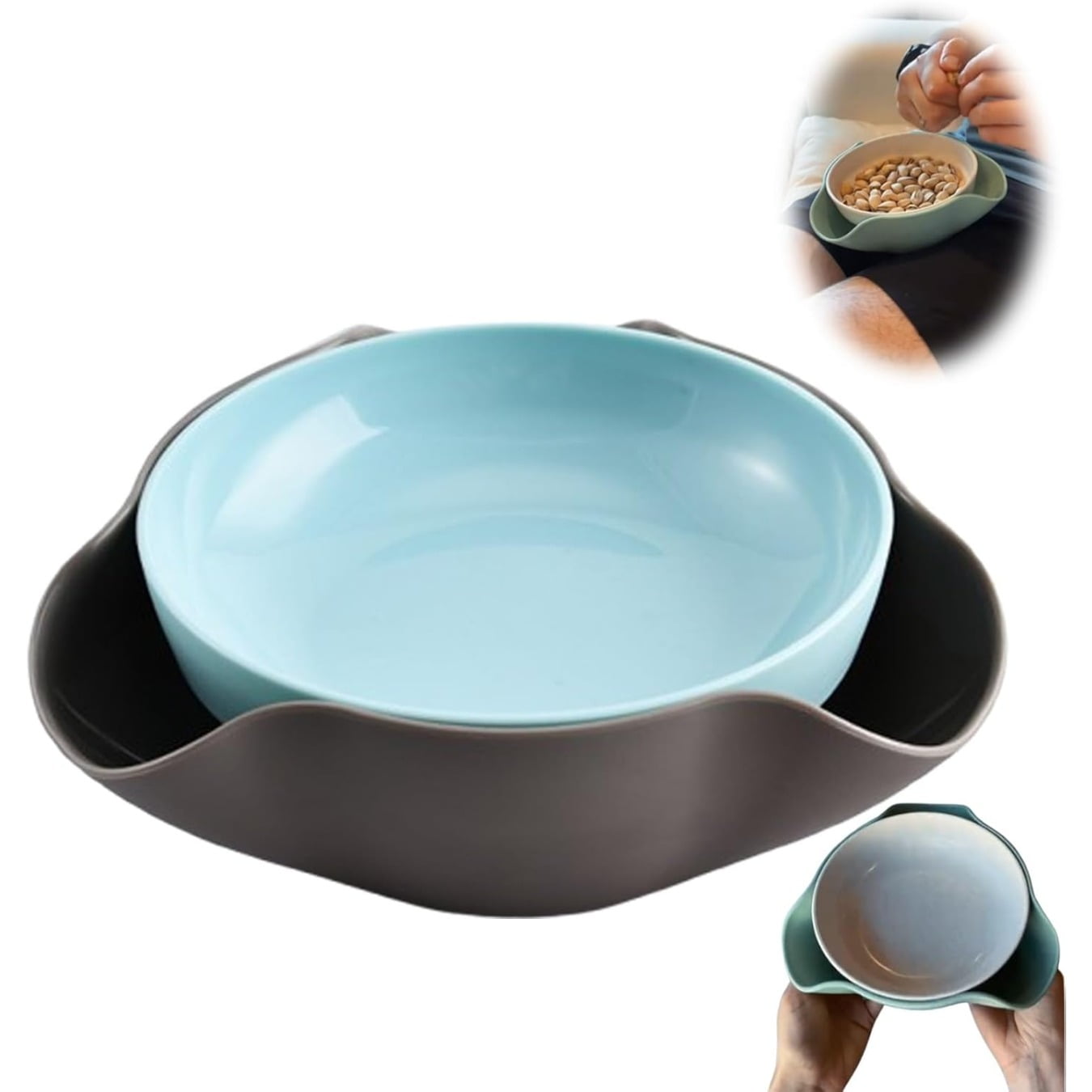 Shell Collecting Snack Bowl,Small Bowls with Nut Shell Storage,Wheat Straw Snack Double Layer ...