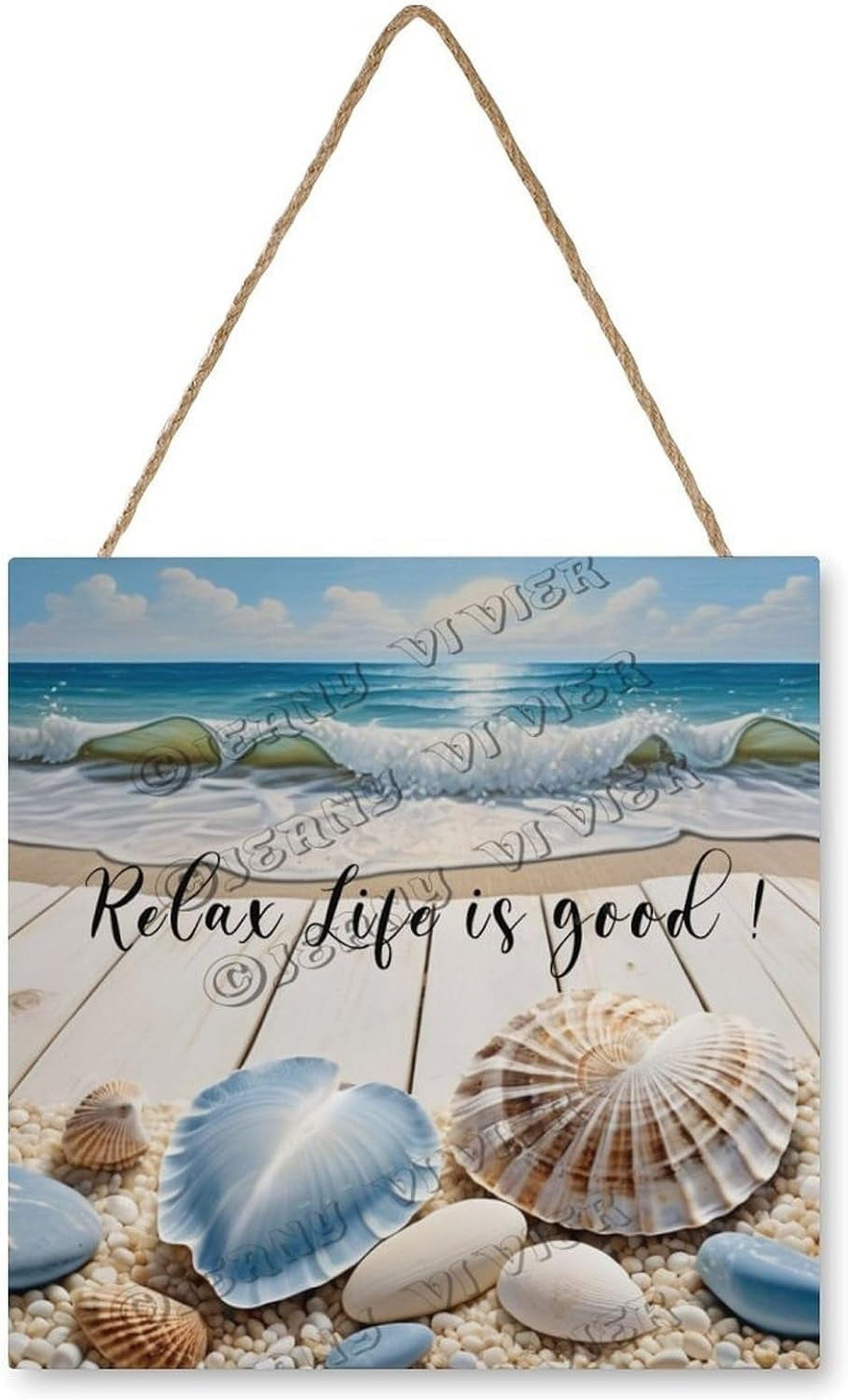 Shell, Conch, And Starfish Relax Life Is Good Wooden Sign Ocean Beach ...